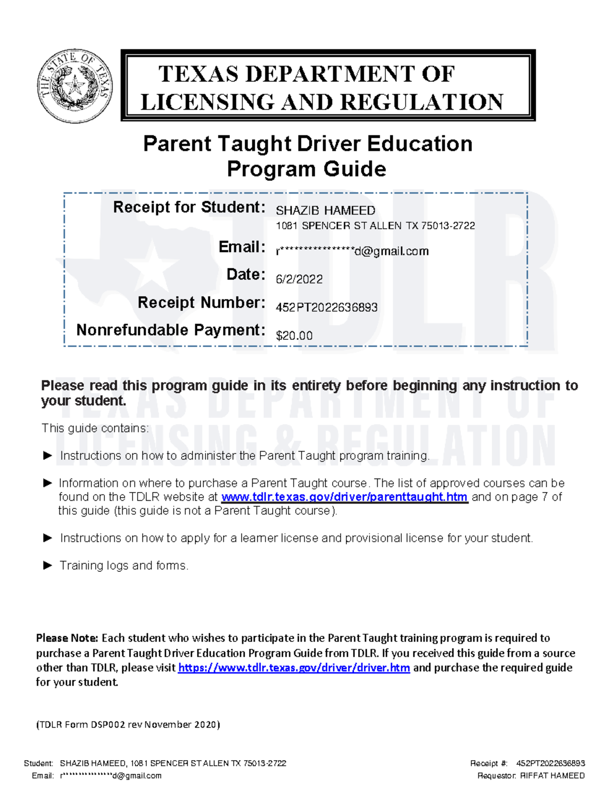 PTGuide-452PT2022636893 - TEXAS DEPARTMENT OF LICENSING AND REGULATION ...