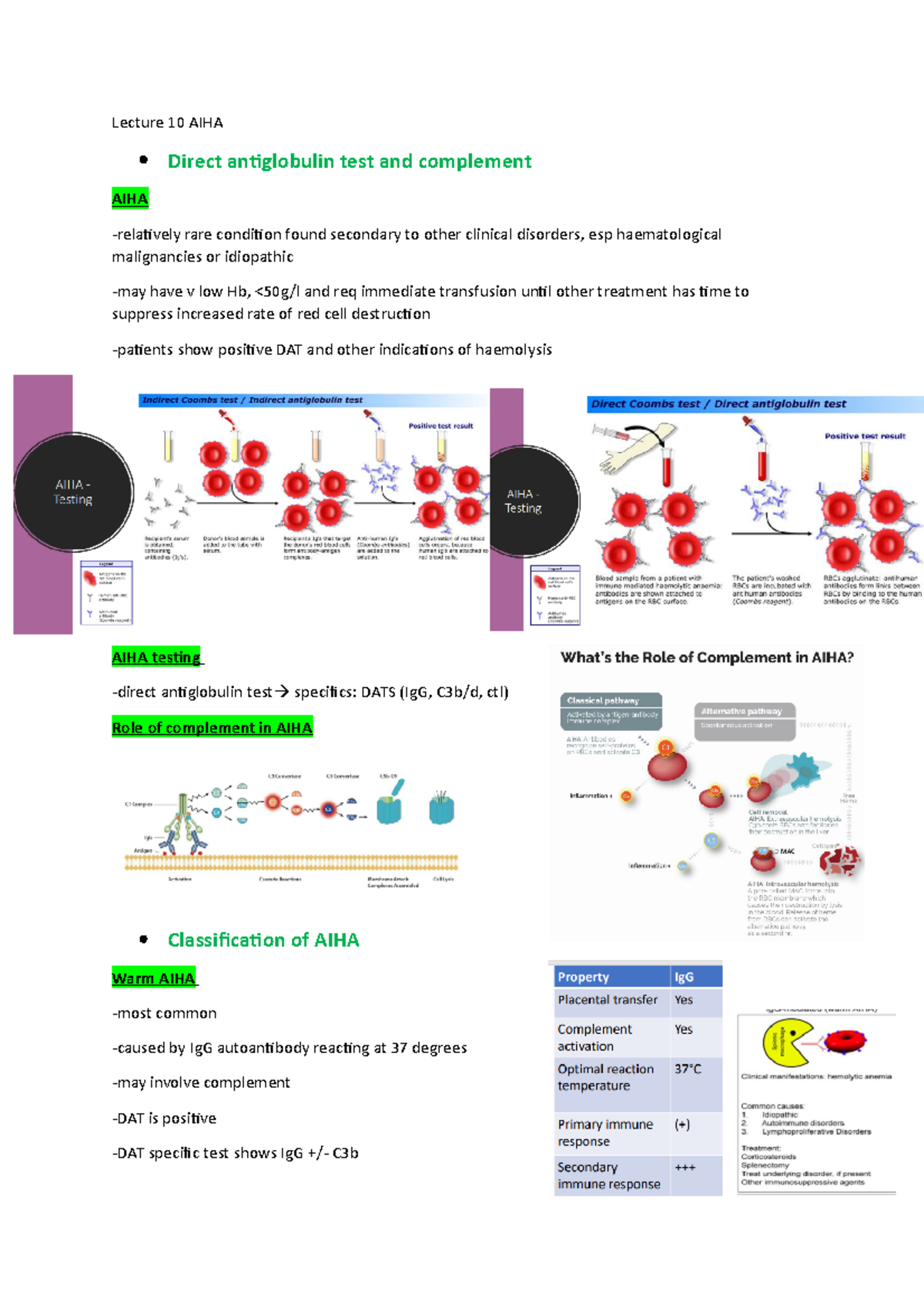 Lecture 10 AIHA - Year 2 Transfusion Science - AIHA - Lecture 10 AIHA ...