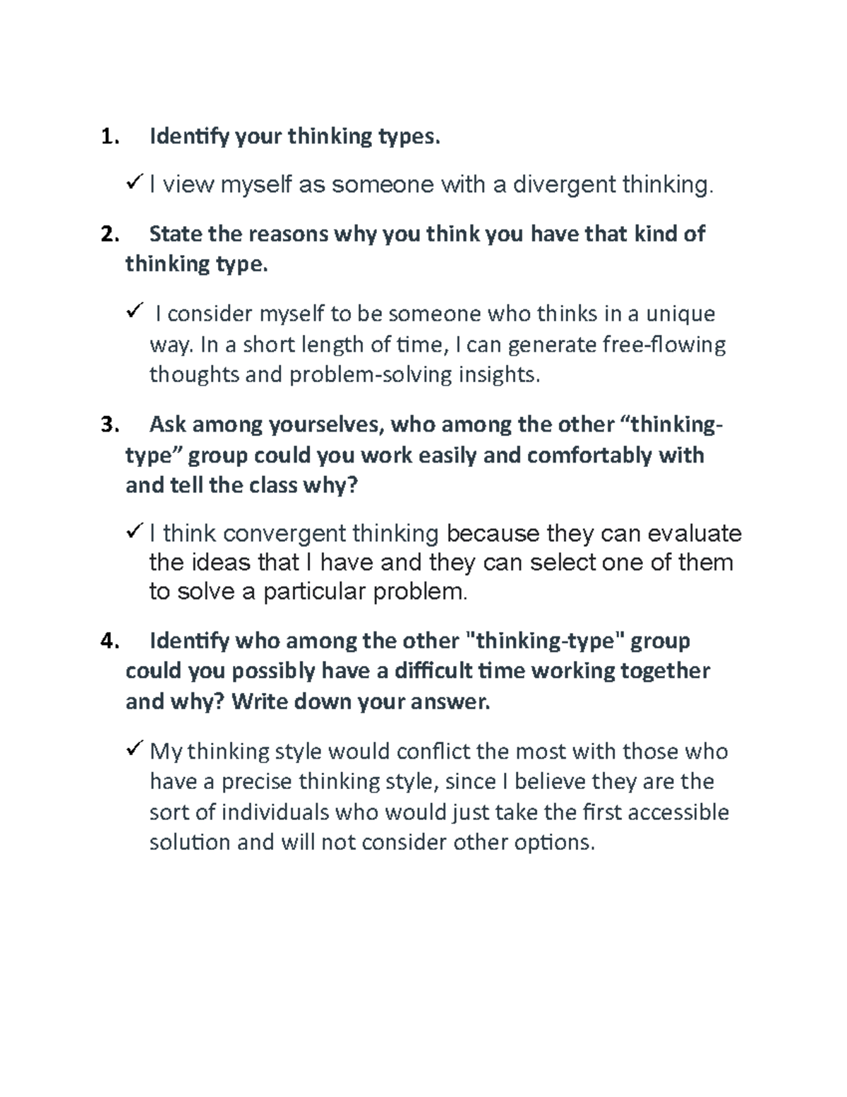 Different Thinking Types - Identify your thinking types. I view myself ...