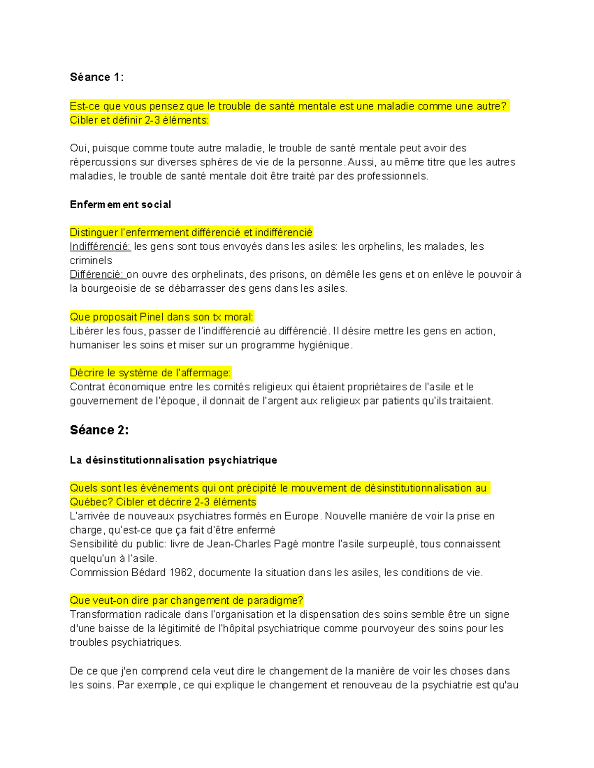 Révision Santé mentale - Séance 1: Est-ce que vous pensez que le ...