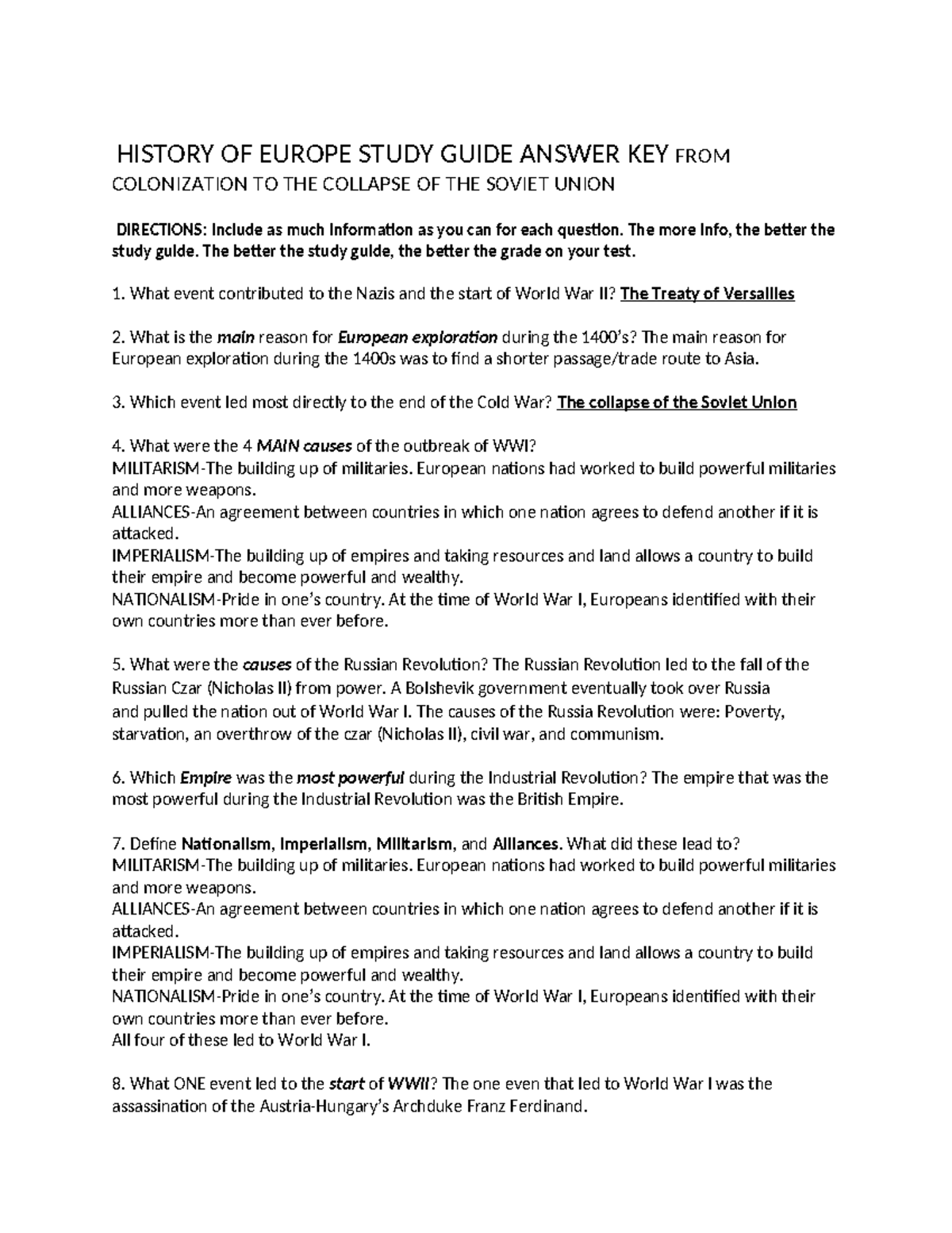 History-of-europe-study-guide-answer-key-3 2 - HISTORY OF EUROPE STUDY ...