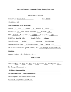Final Preclinical Paperwork Newborn - Pre-Clinical Paperwork - Newborn ...