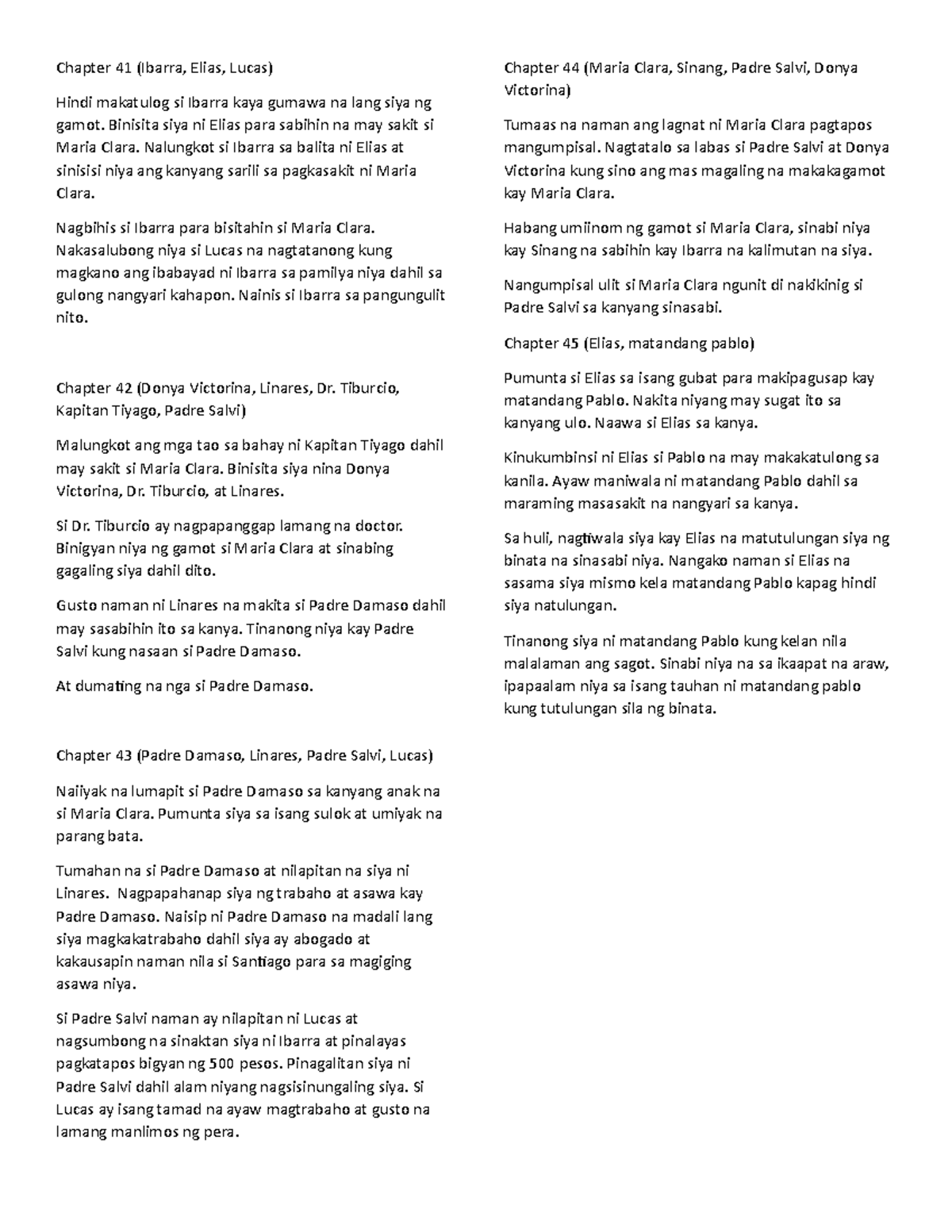 noli chap 40-45 - Chapter 41 (Ibarra, Elias, Lucas) Hindi makatulog si ...