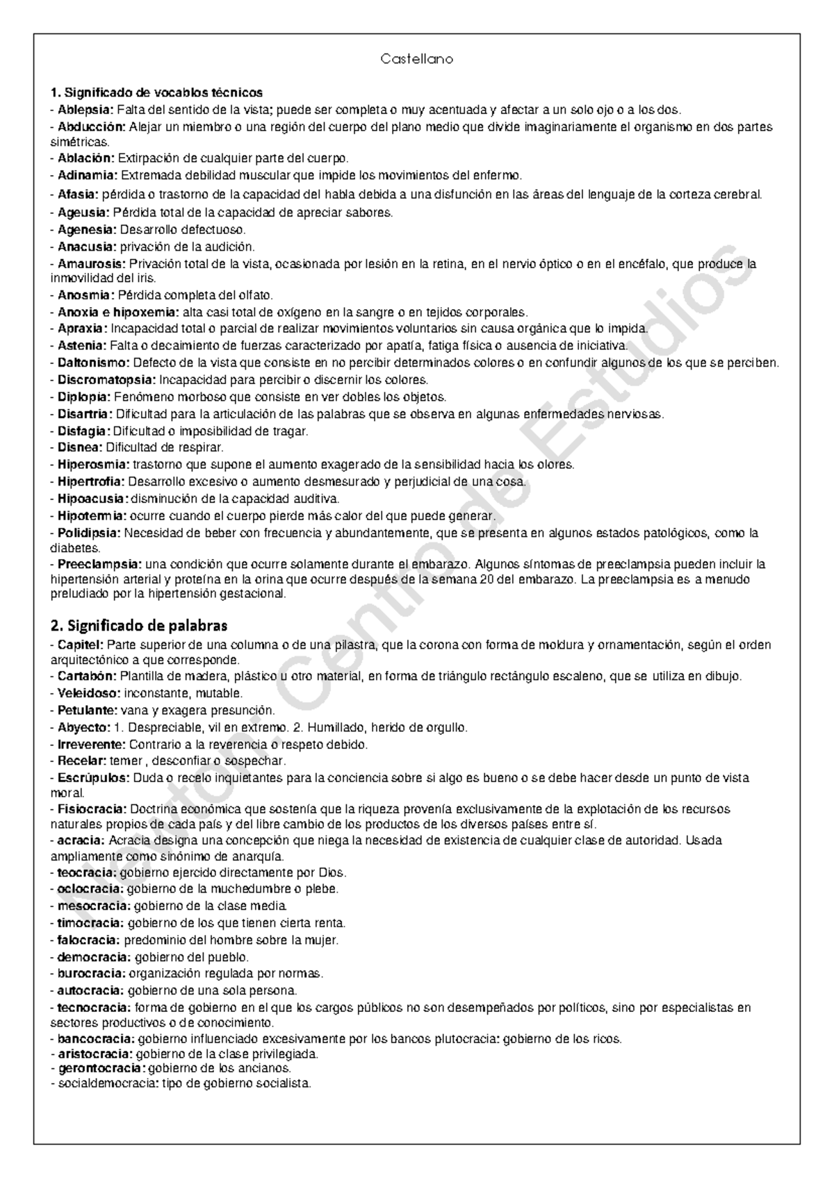 Vocabularios técnicos a saber - 1. Significado de vocablos técnicos ...