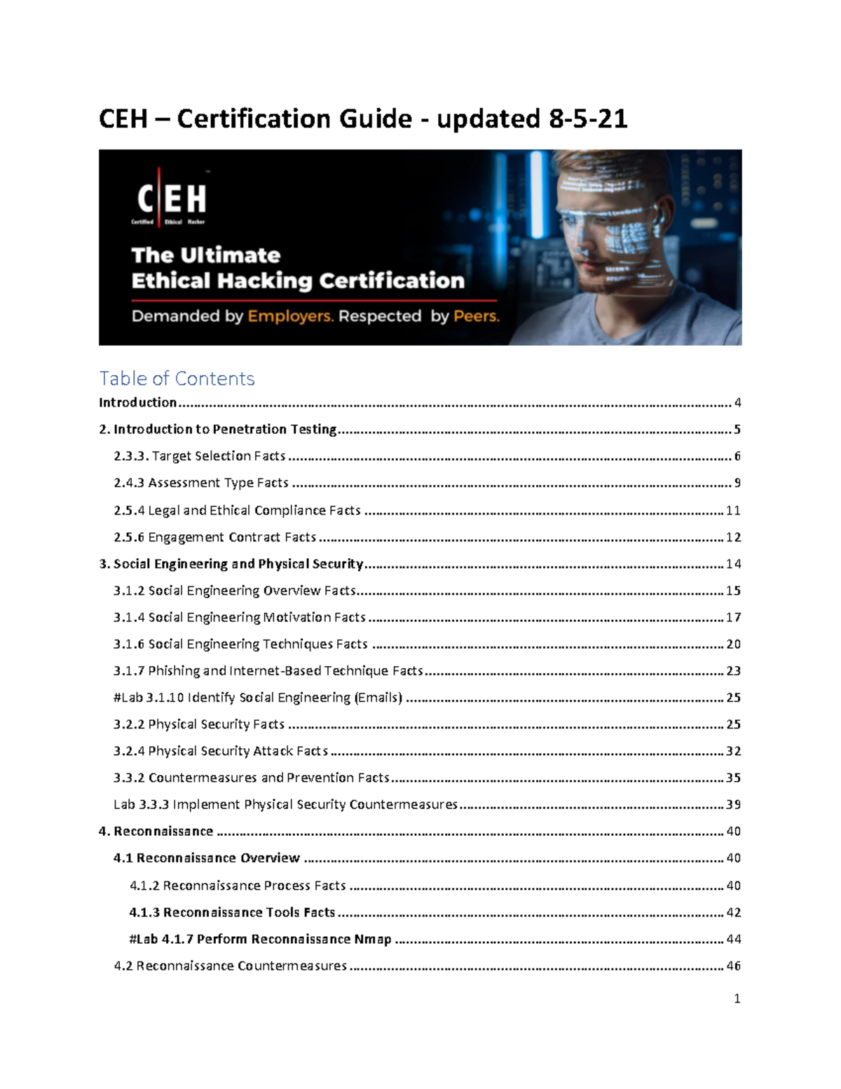 CEH-Guide - Table of Contents Introduction CEH – Certification Guide - updated 8 - 5 ...
