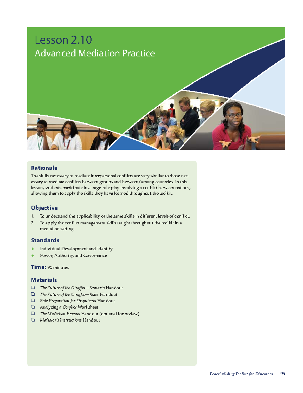 Peacebuilding Toolkit Lesson 2 10 - Lesson 2. Advanced Mediation ...