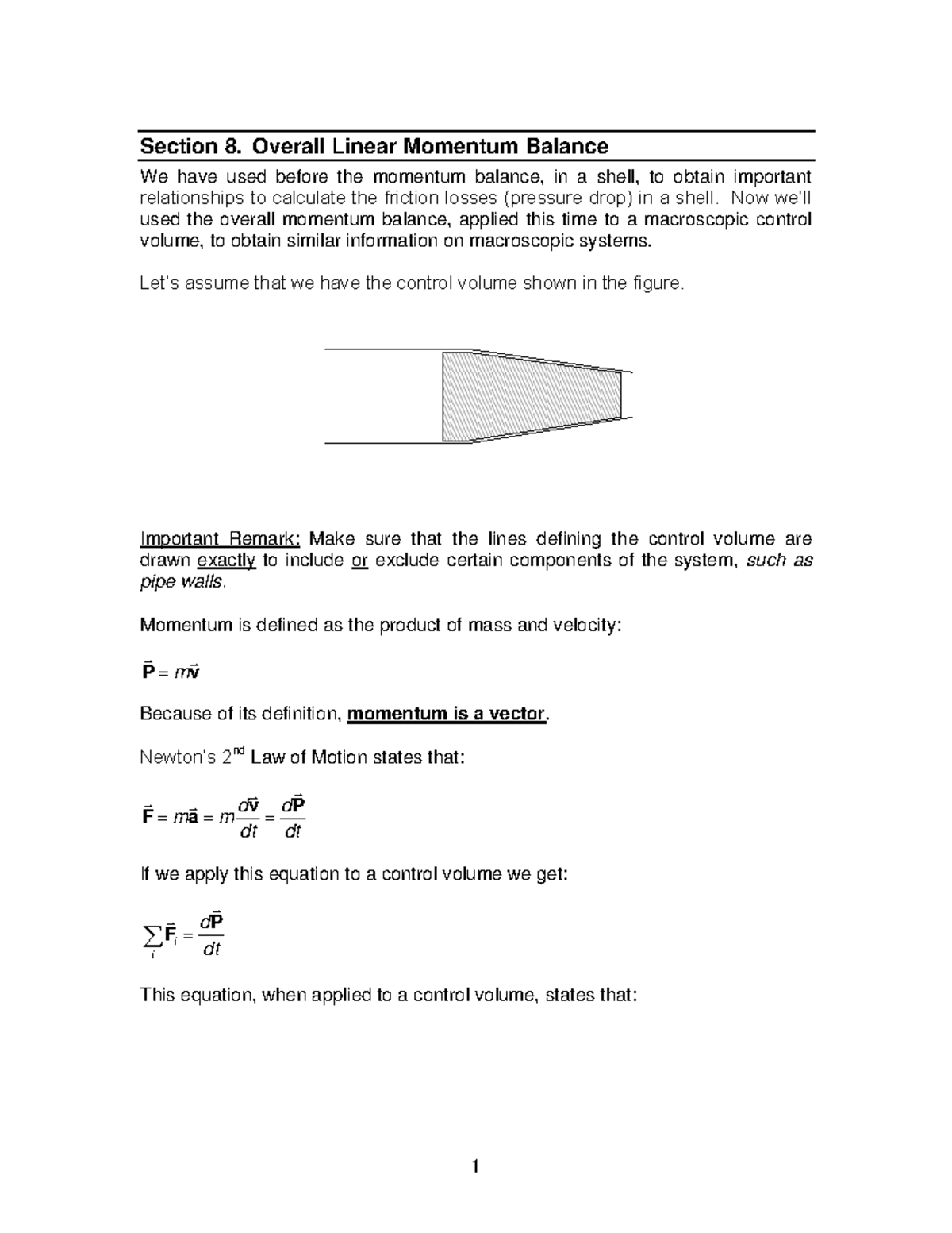 S8A Overall Momentum Balance - Section 8. Overall Linear Momentum ...