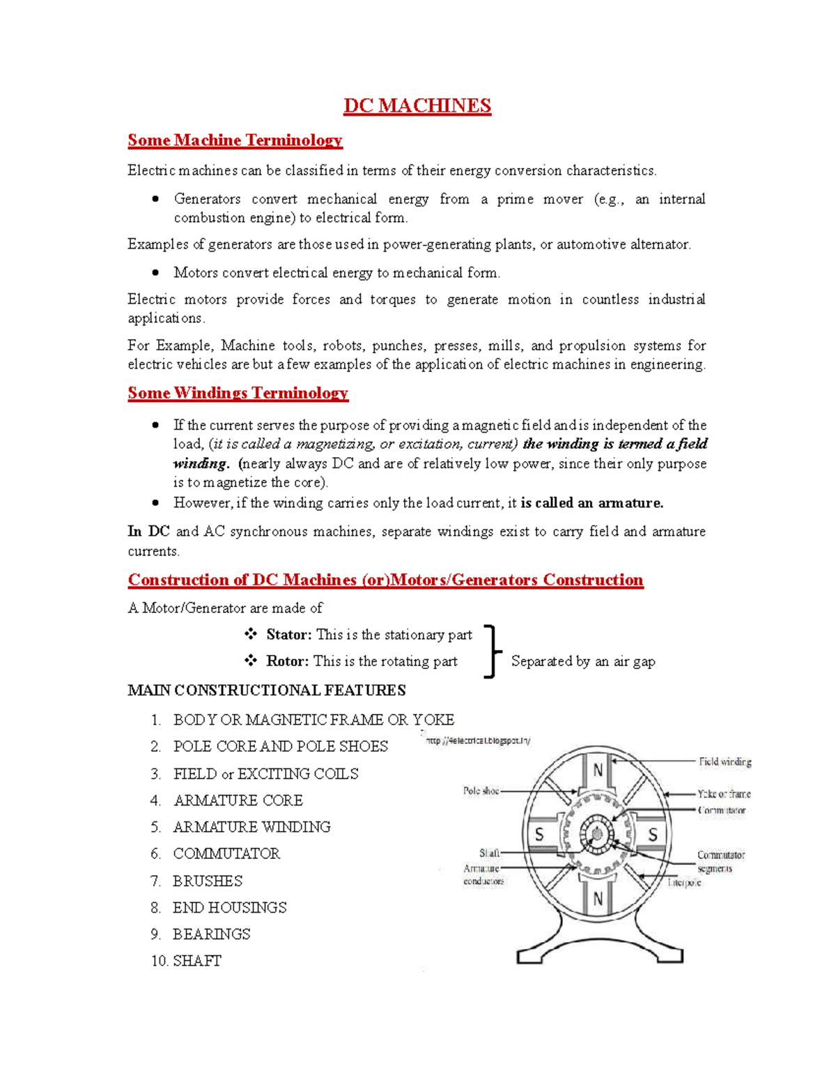 Unit-3 part2 Machines - material for first year students - DC MACHINES Some Machine Terminology ...