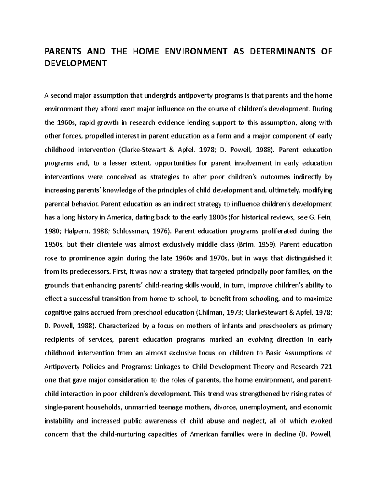 Parents AND THE HOME Environment AS Determinants OF Development ...