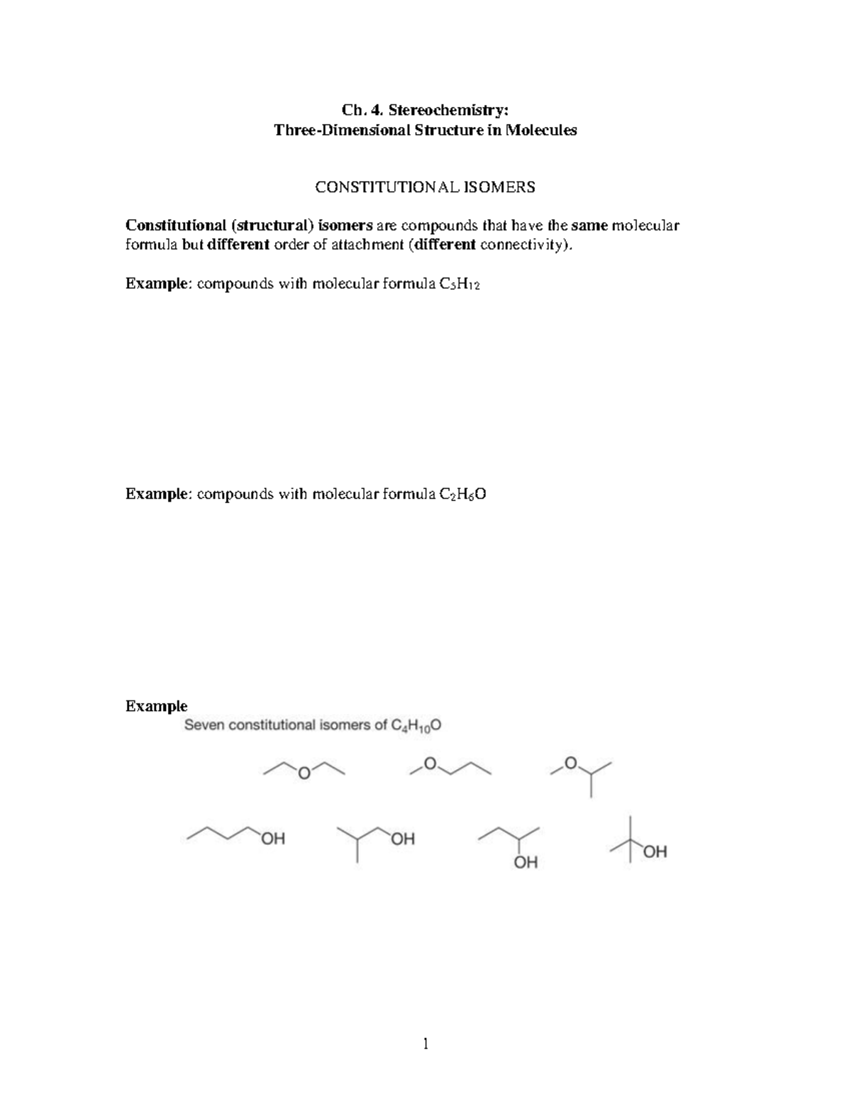 Ogilvie Ch. 4 Notes - Ch. 4. Stereochemistry: Three-Dimensional ...