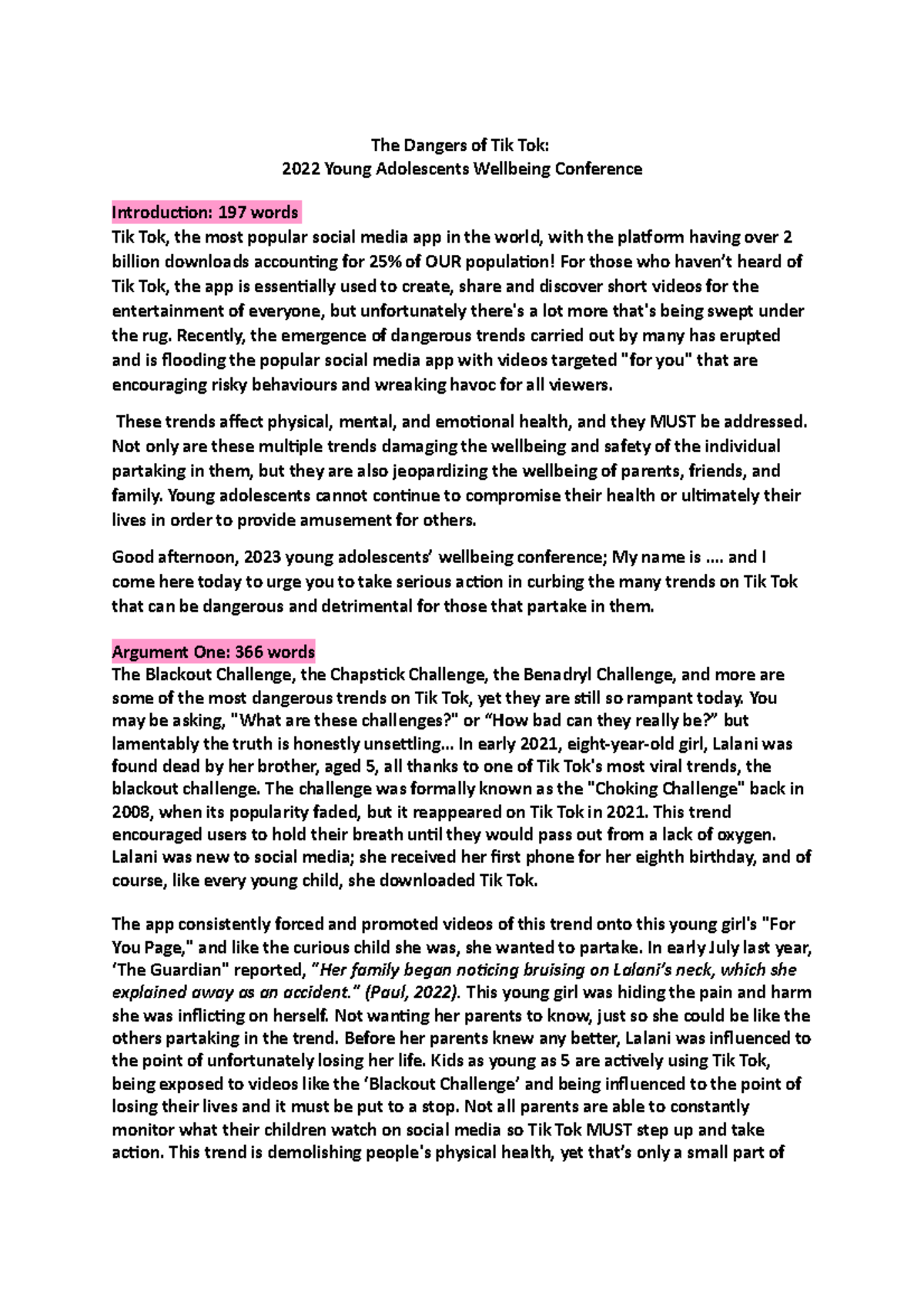 Unit 3 - English Script - The Dangers of Tik Tok: 2022 Young ...