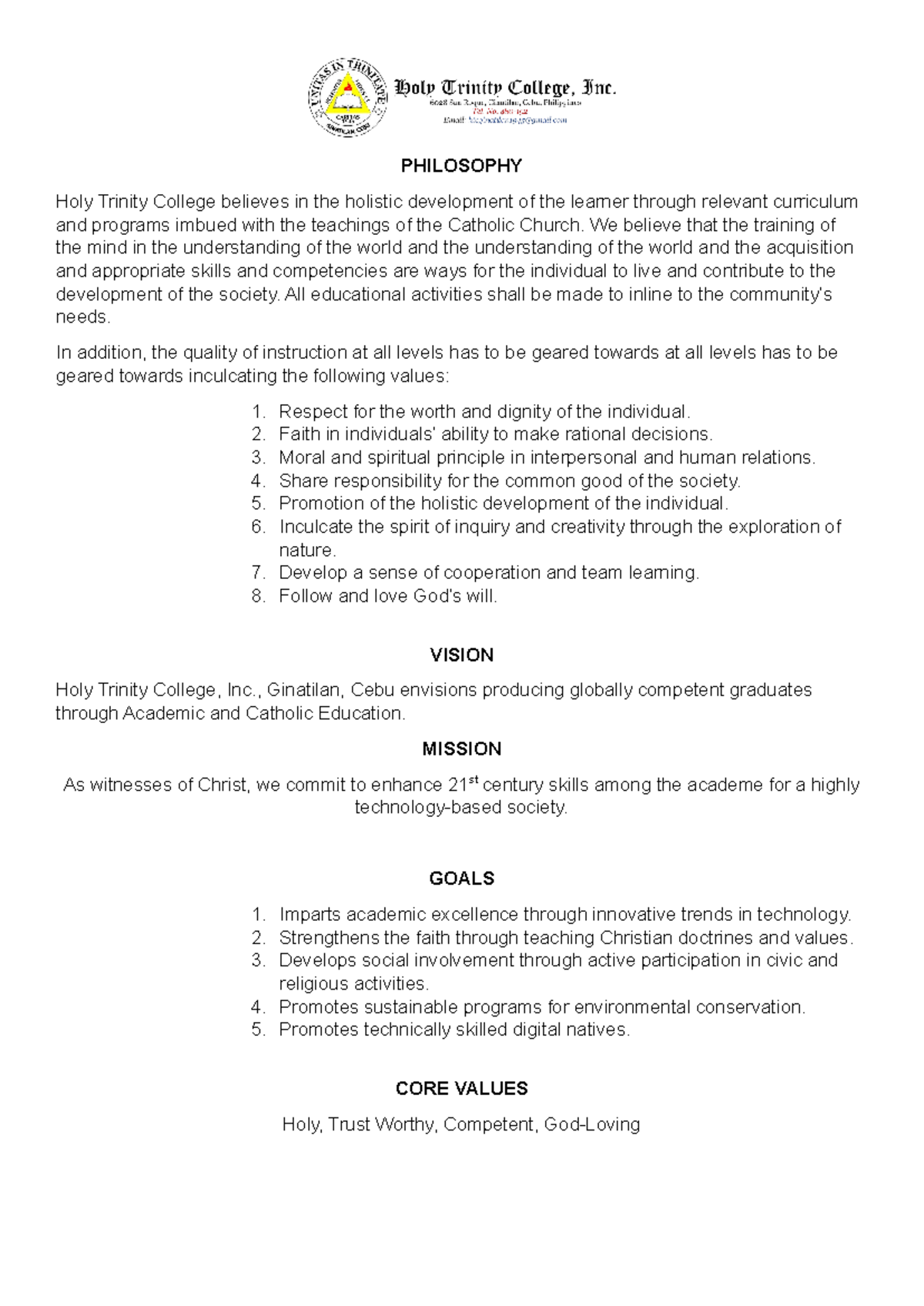 Learning-PLAN- Official-grade 7 -health - PHILOSOPHY Holy Trinity ...