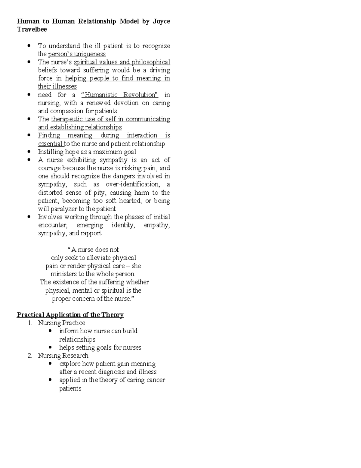 TFN Joyce Travelbee - Human TO Human Relationship Model - Human to ...