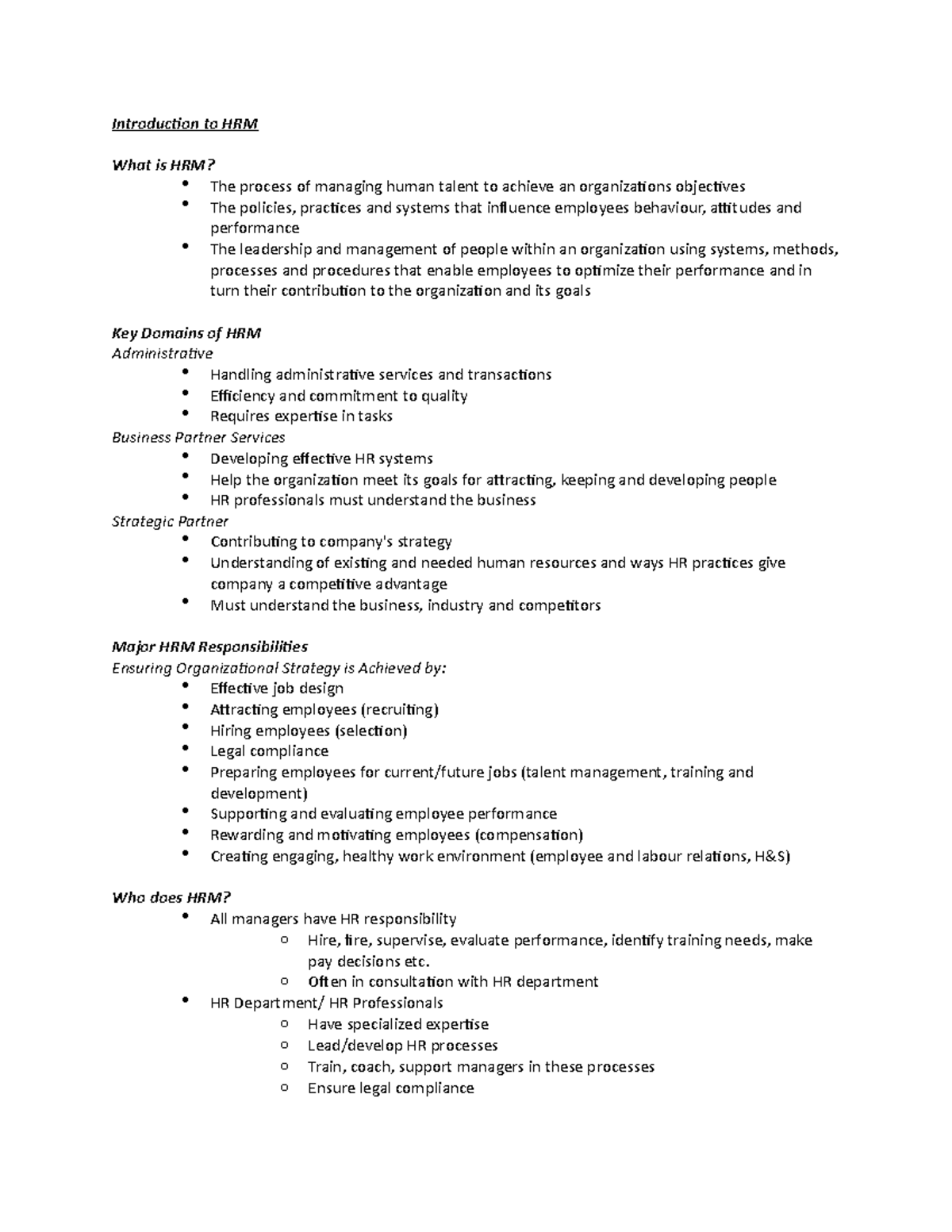 Introduction to HRM - intro to HR - Introducion to HRM What is HRM? The ...