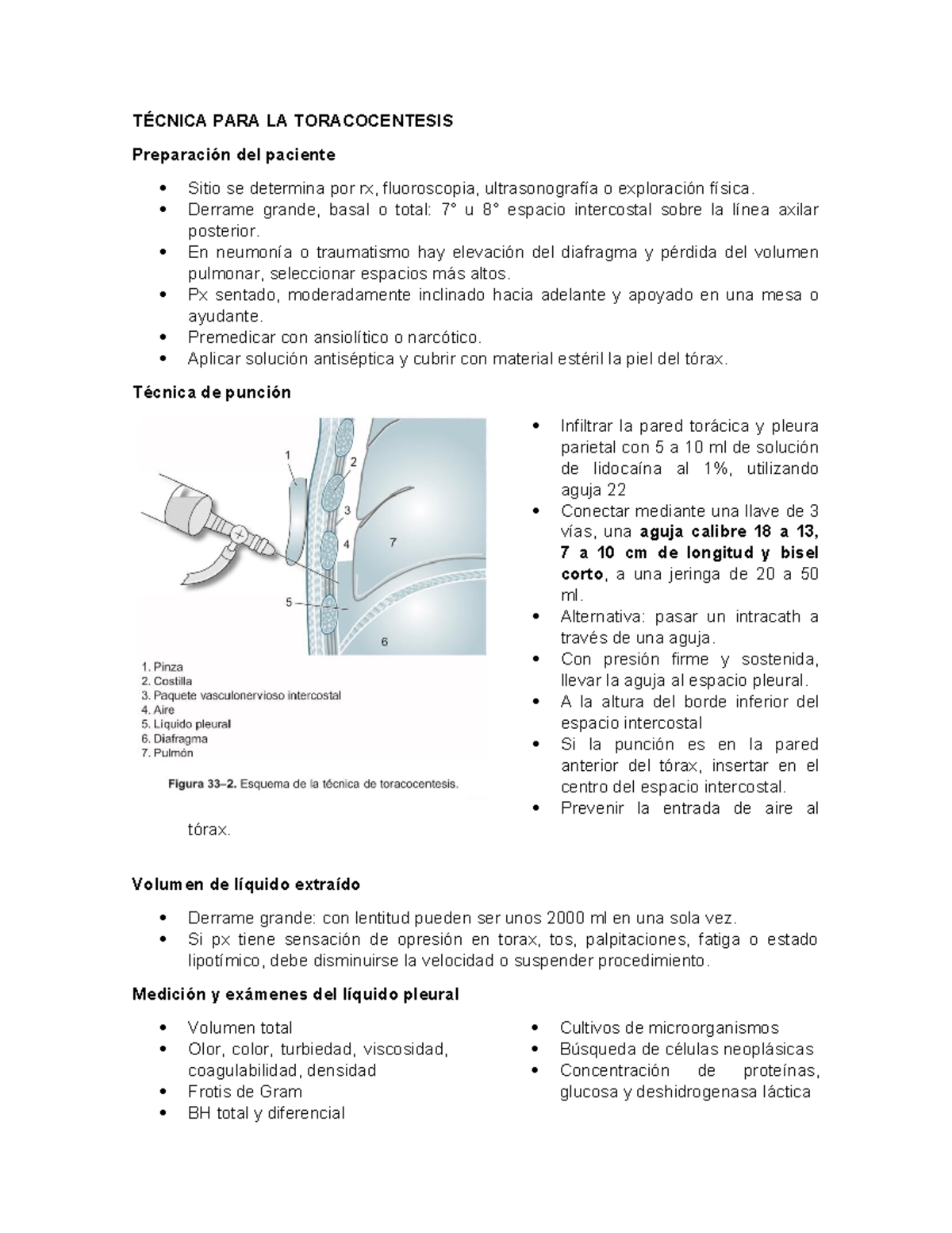 Técnica PARA LA Toracocentesis - TÉCNICA PARA LA TORACOCENTESIS ...