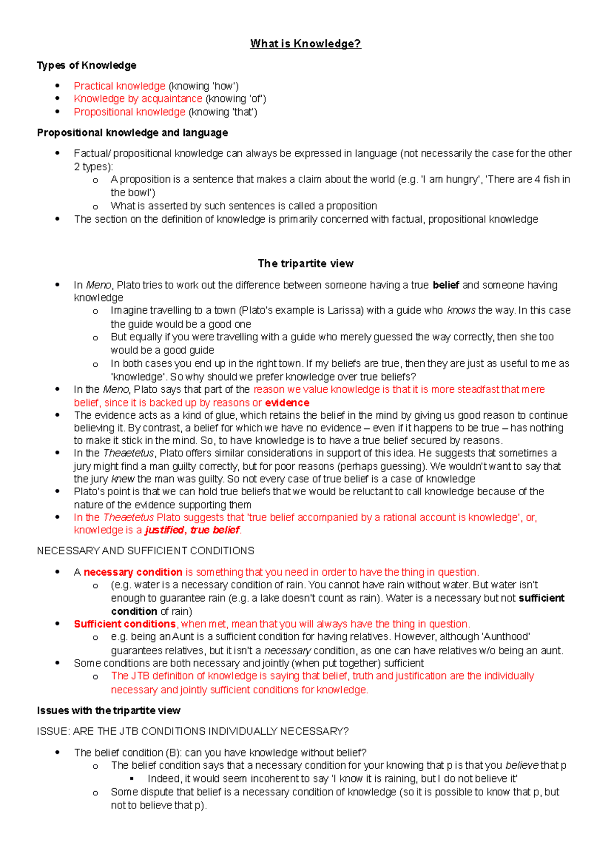 Notes (revision guide) - Definition of Knoweldge - What is Knowledge ...