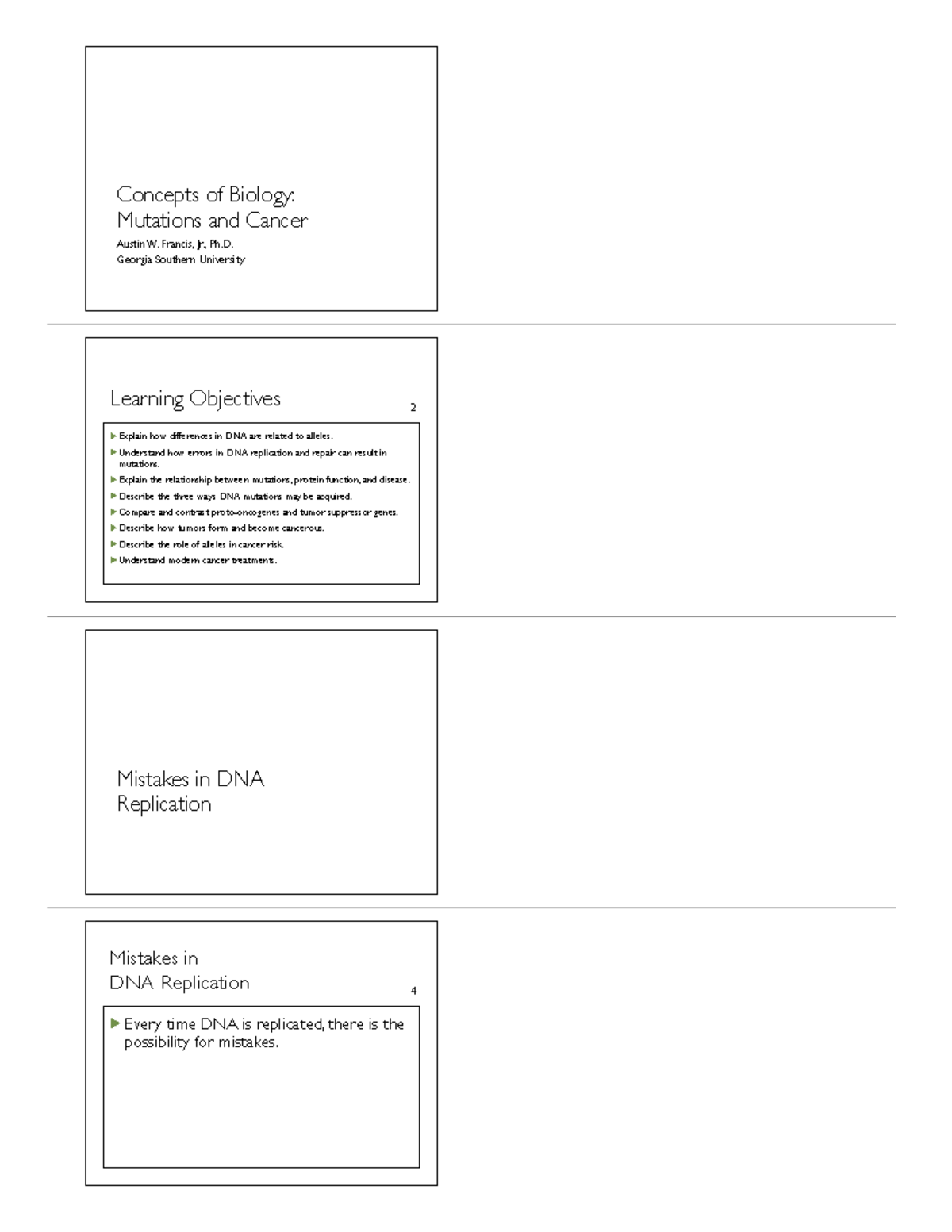 11 Mutations and Cancer Handout - Concepts of Biology: Mutations and ...