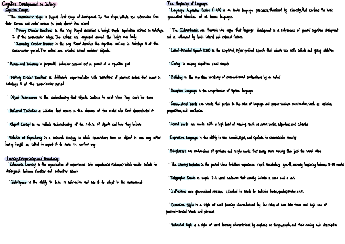 Chapter 5 - Lifespan Development - Cognitive Development in Infancy The Beginning of Language ...
