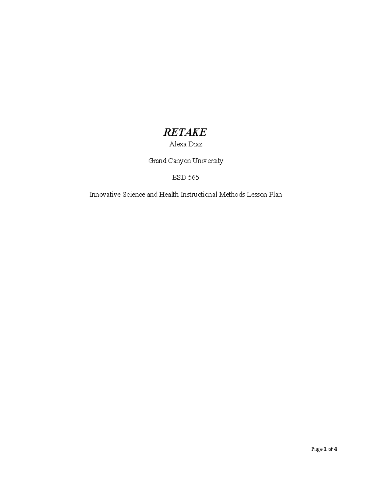 Innovative Science and Health Instructional Methods Lesson Plan ...