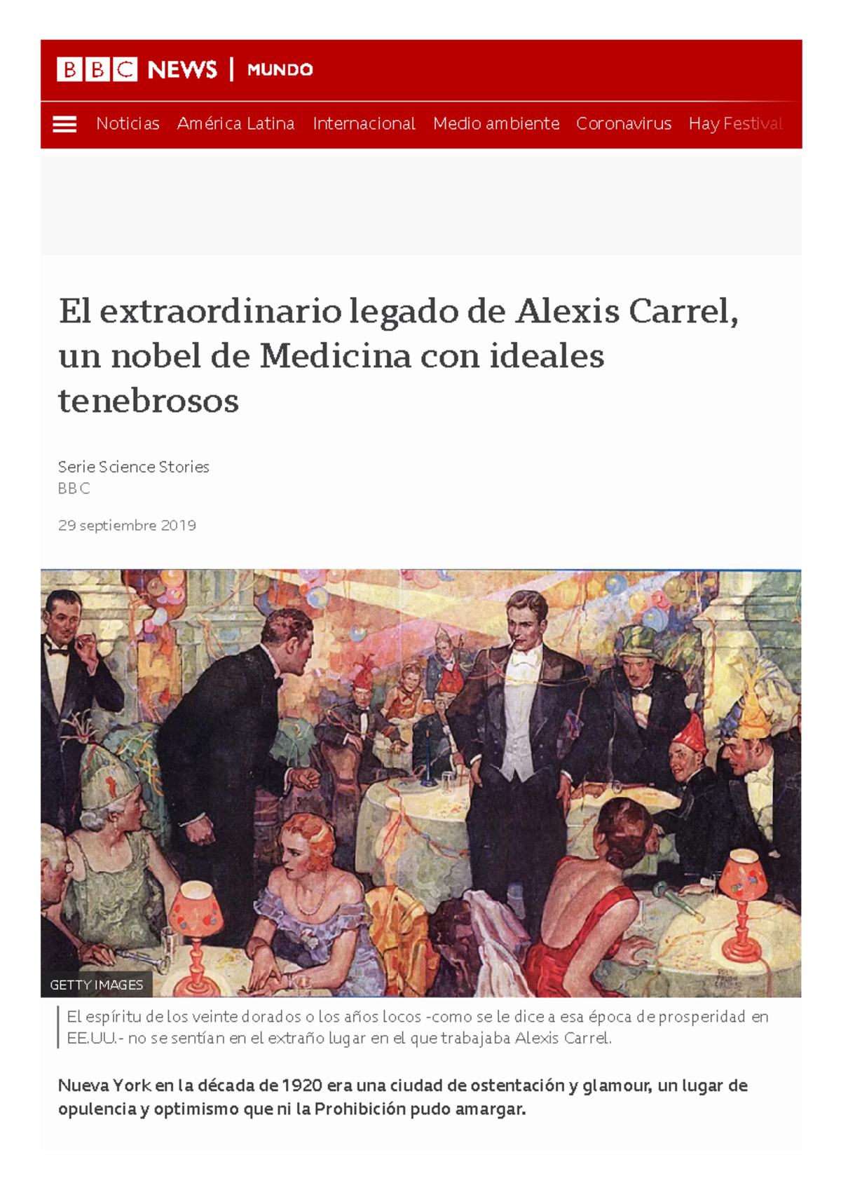 El extraordinario legado de Alexis Carrel, un nobel de Medicina con ...