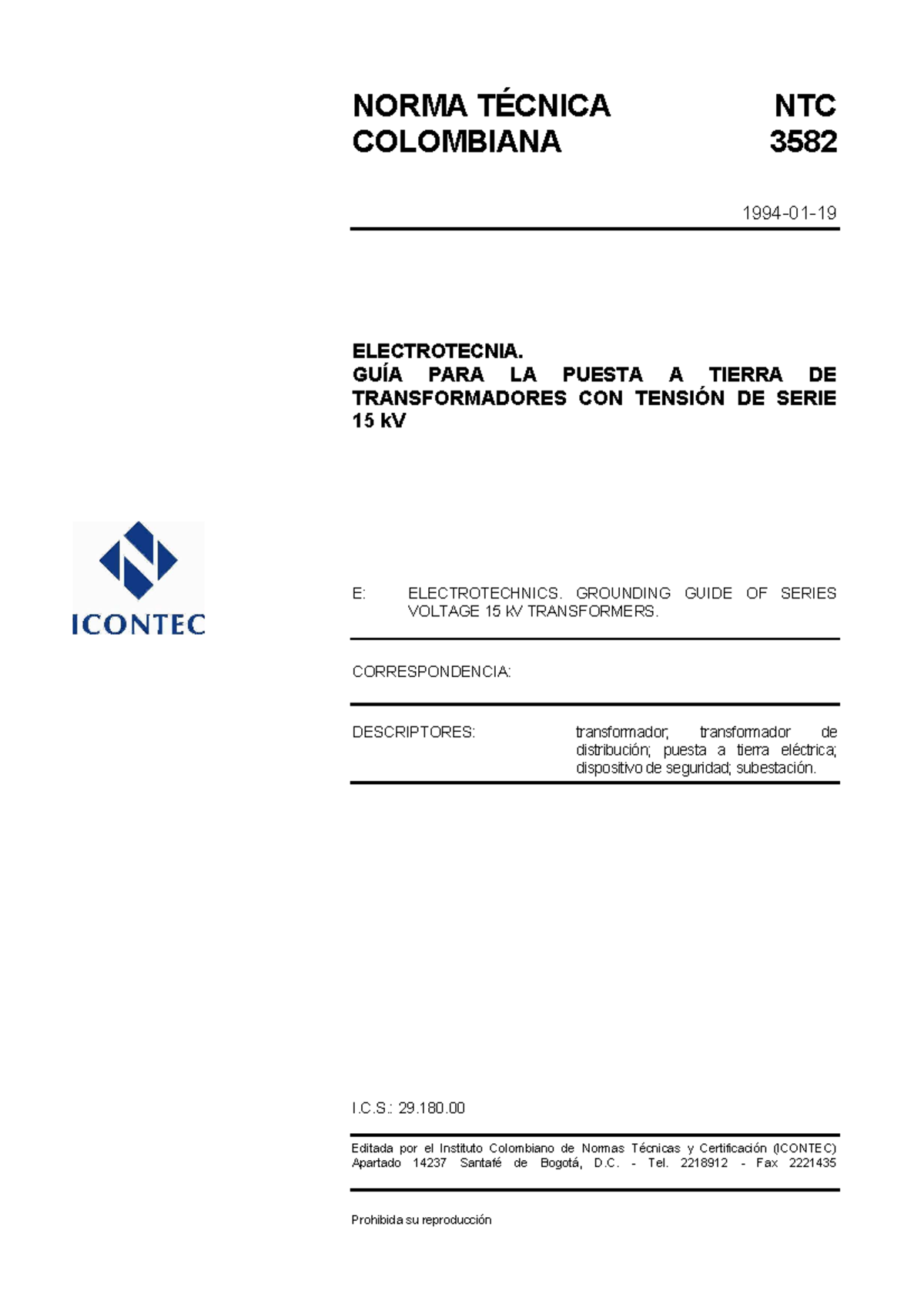 Norma Tecnica NTC Colombiana 3582 - NORMA TÉCNICA NTC COLOMBIANA 3582 ...