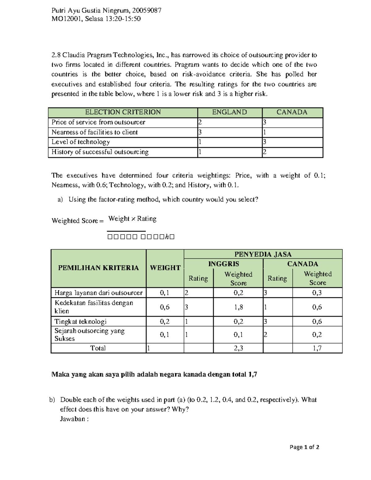 Putri Ayu Gustia Ningrum MO1 Tugas hitungan 2 - Page 1 of 2 Putri Ayu ...