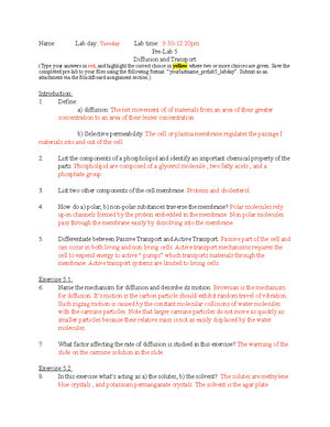Pre-Lab 3 -Microscopy - Lab assignments - Name: ___ Lab day: Lab time ...
