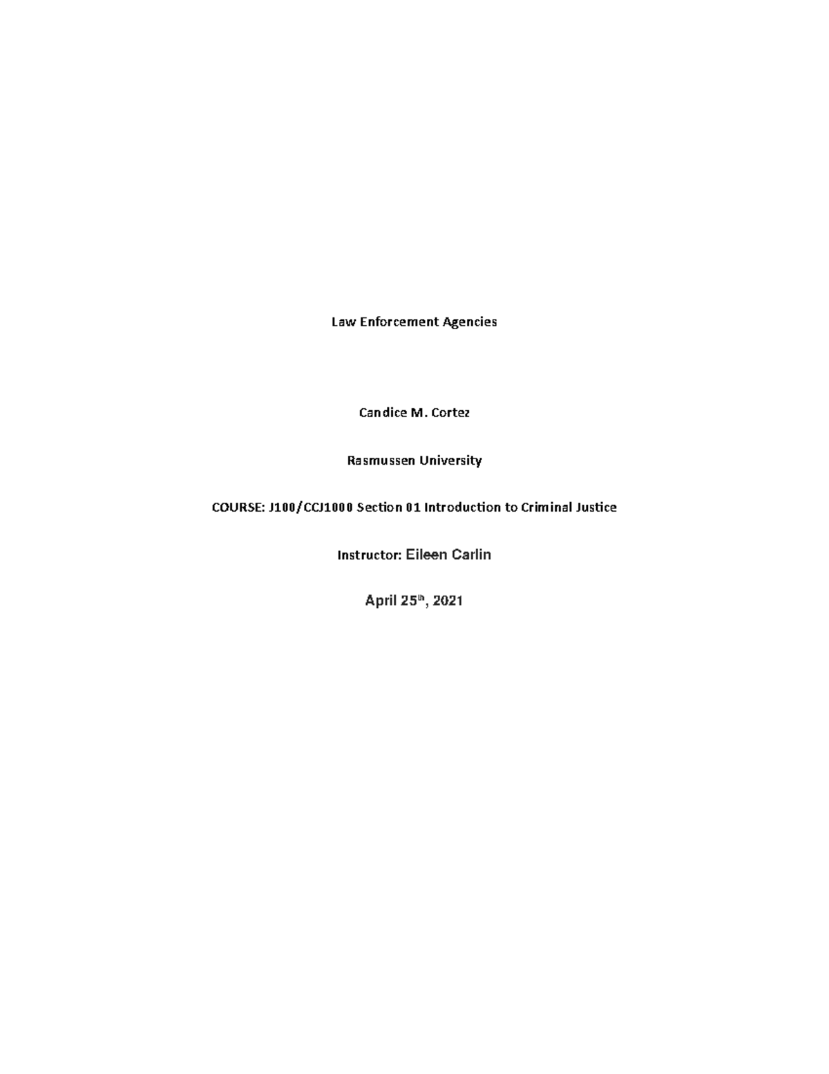 CC Law Enforcement Agencies 42521 - Law Enforcement Agencies Candice M ...