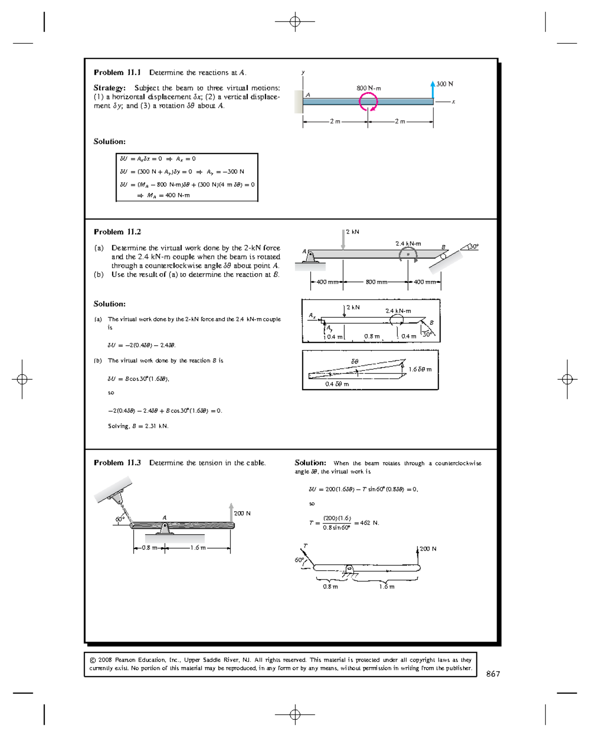 Statics Bedford chap 11 - Problem 11 Determine the reactions atA. Strategy: Subject the beam to ...