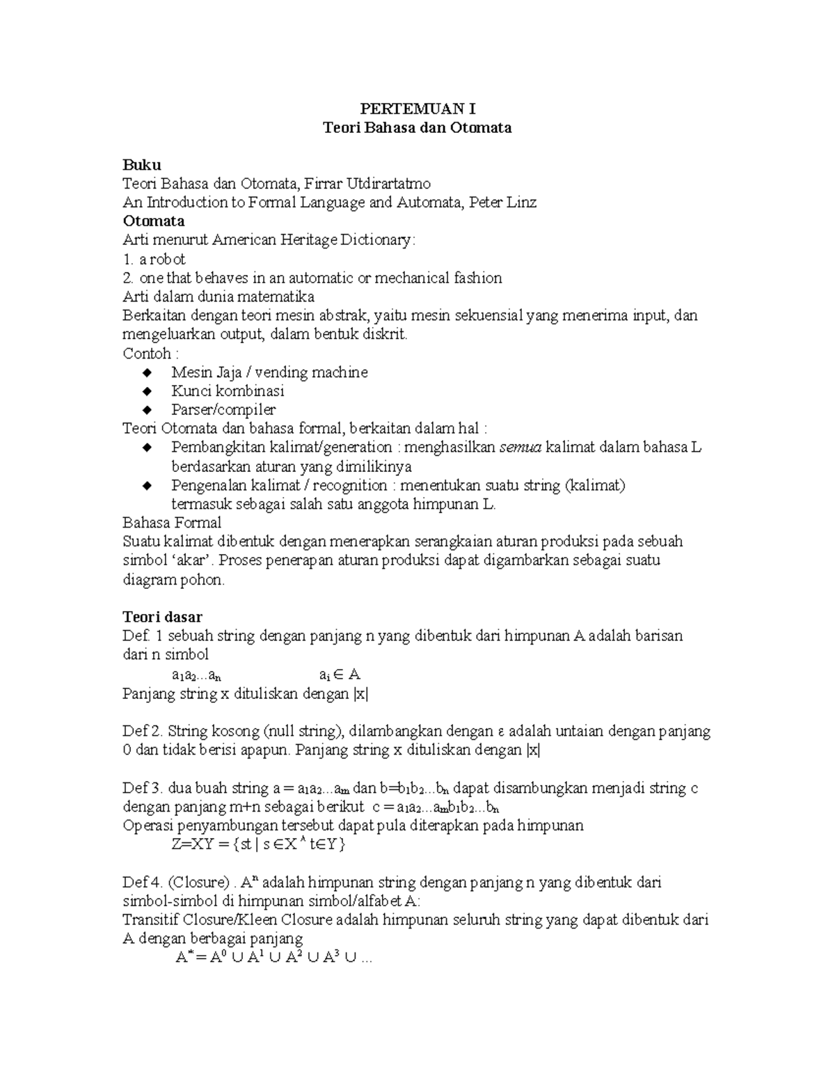 Modul TBO-1 - ####### PERTEMUAN I Teori Bahasa dan Otomata Buku Teori ...