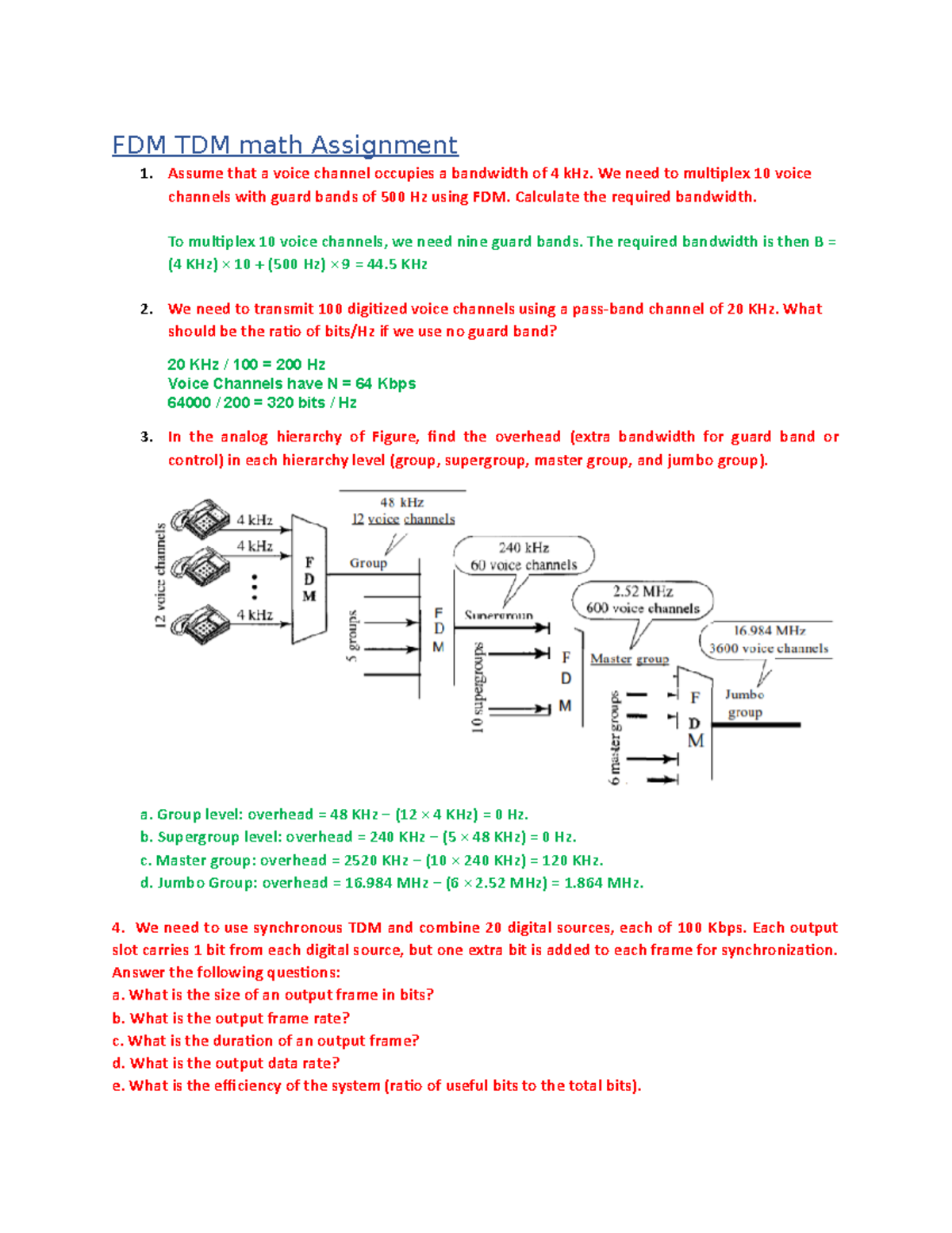 FDM TDM math Assignment - FDM TDM math Assignment Assume that a voice ...