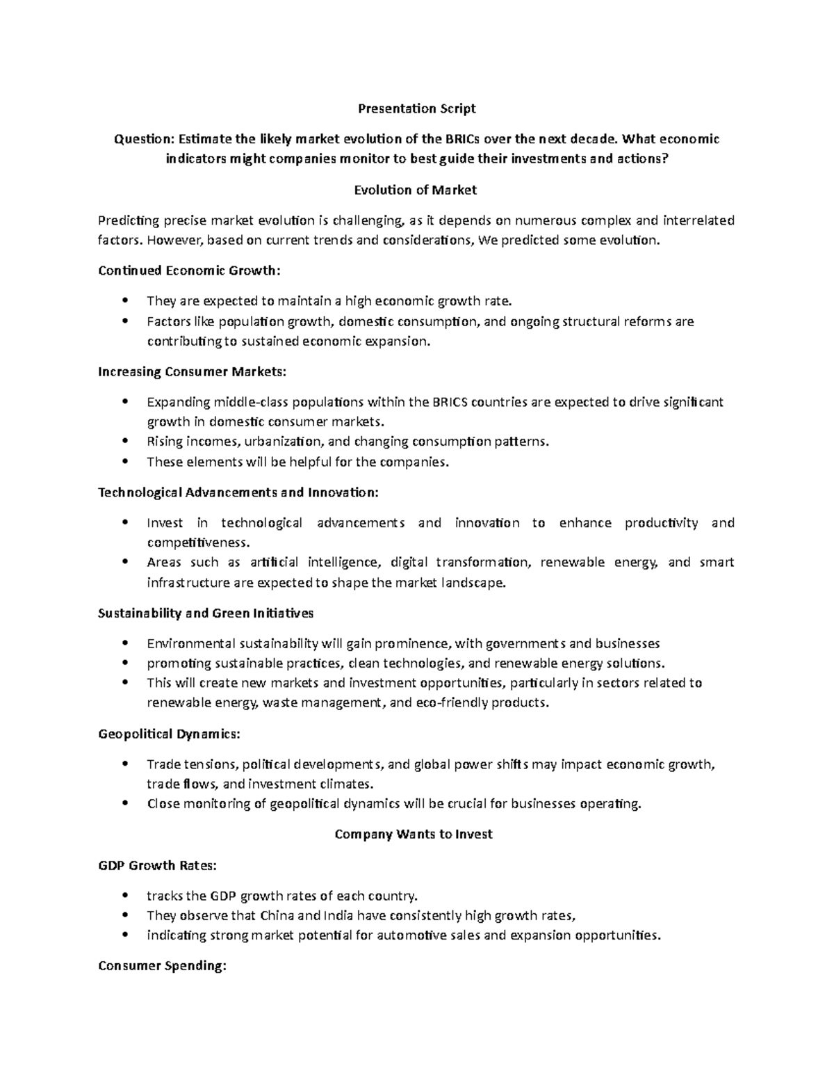 Presentation Script - business studies and supply chain - Presentation ...