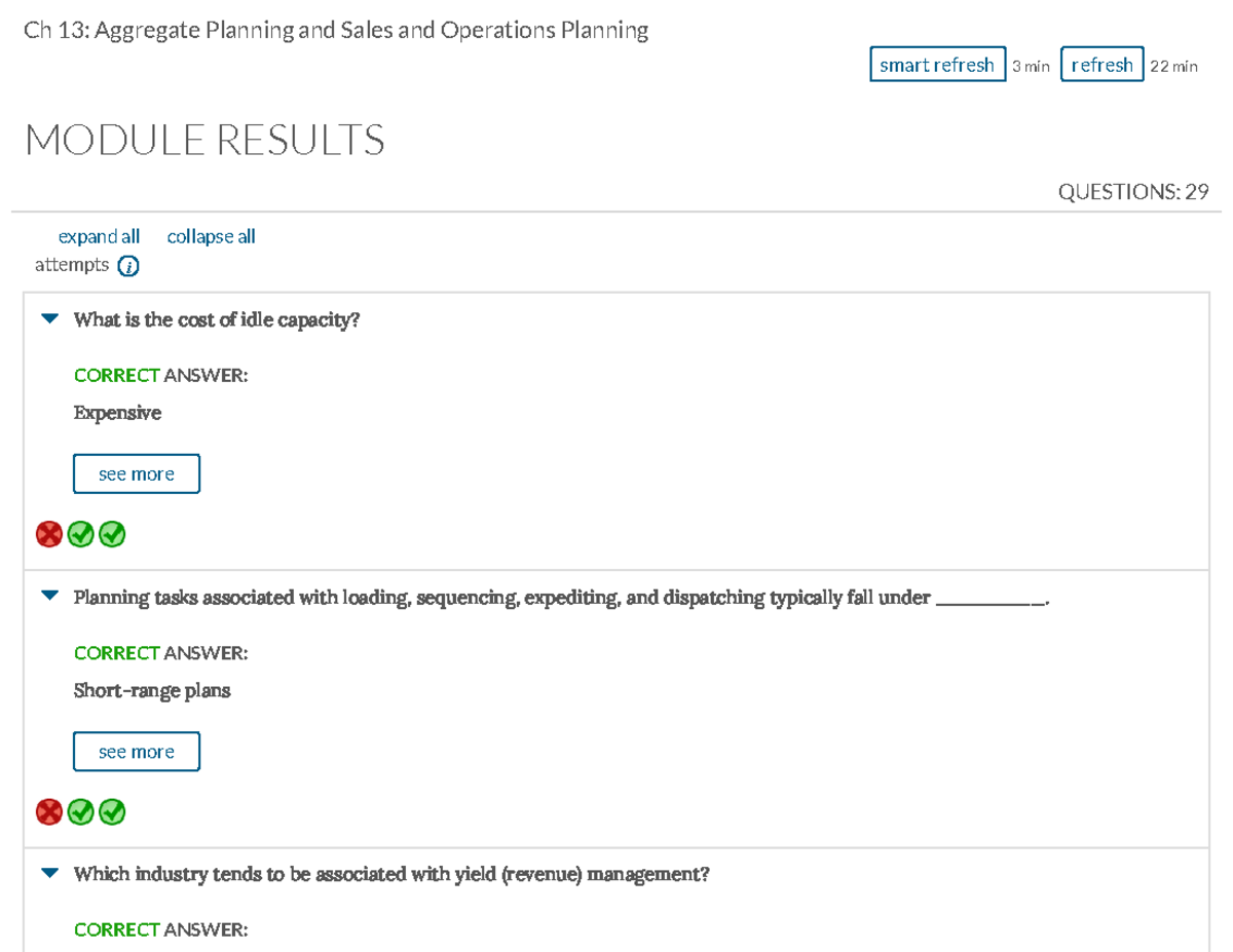 Dynamic Study Modules - Review Ch 13 Aggregate Planning and Sales and ...
