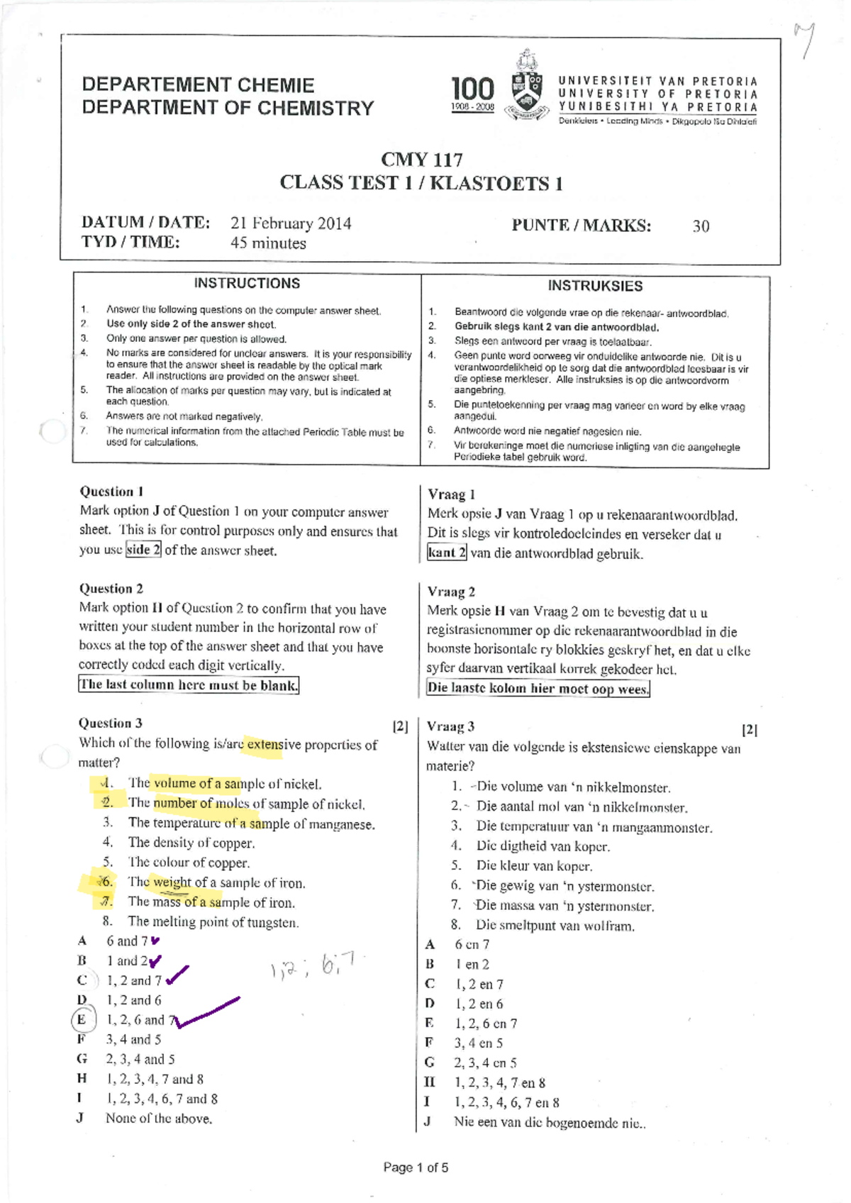 CMY MCQ 1 - CMY 117 - Studocu