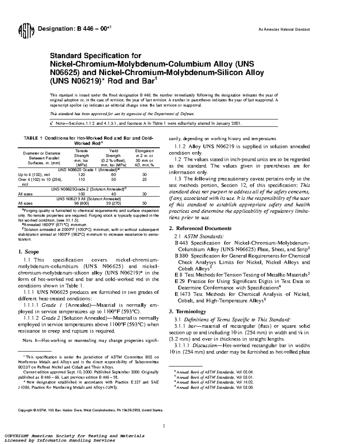 ASTM B446 - NORMAS ASTM - Designation: B 446 – 00e 1 An American ...