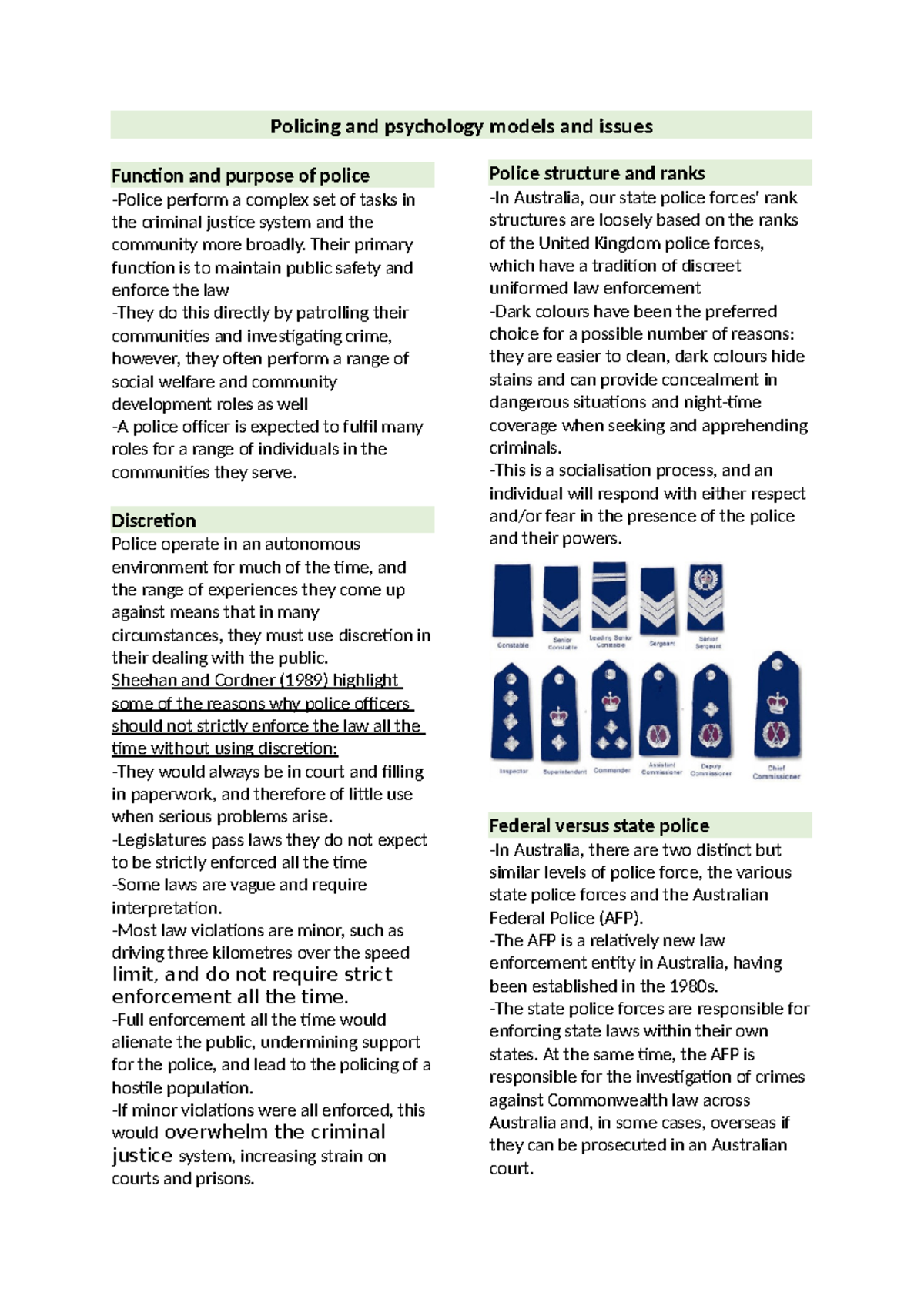 W8 Policing and psychology models and issues - Policing and psychology ...
