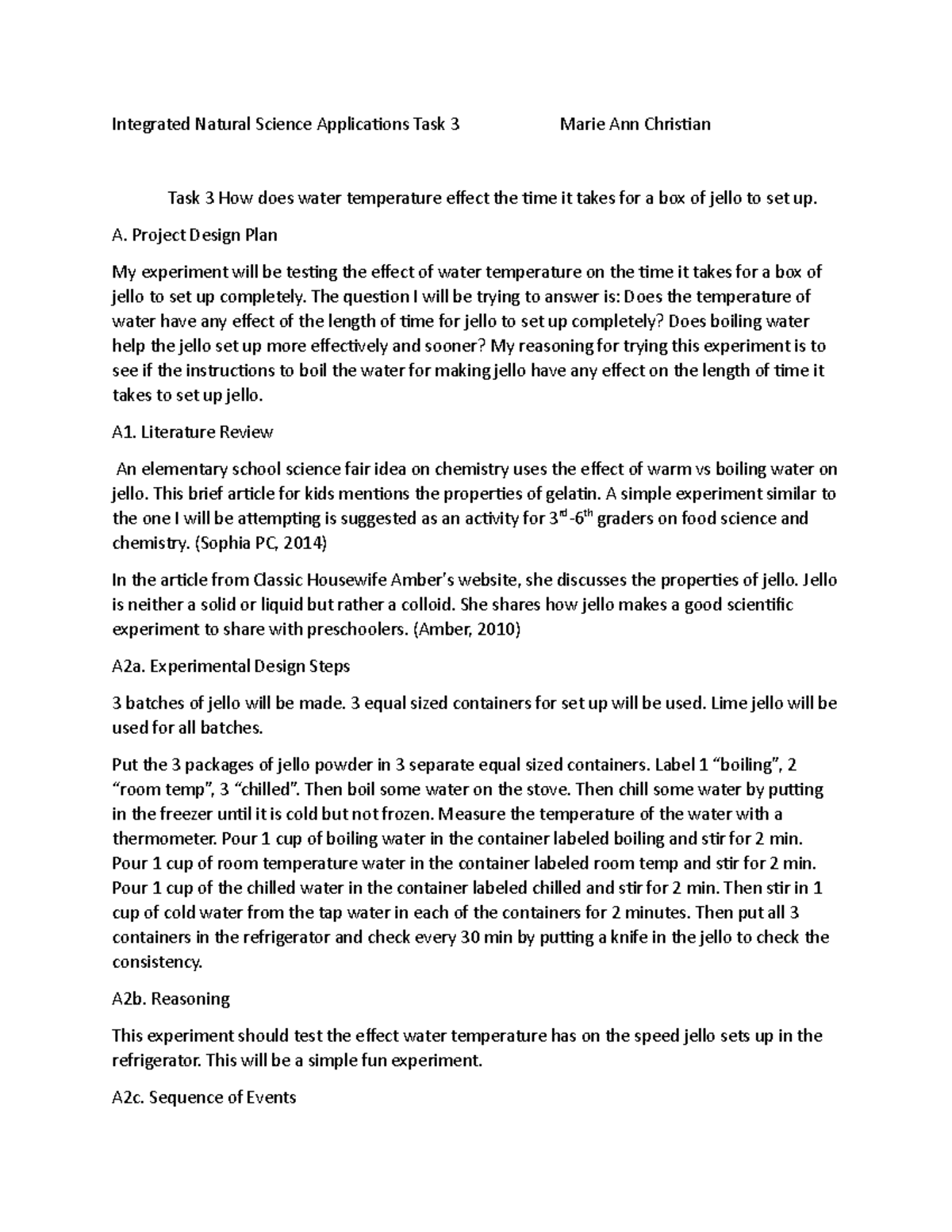 Integrated Natural Science Applications Task 3 - A. Project Design Plan ...