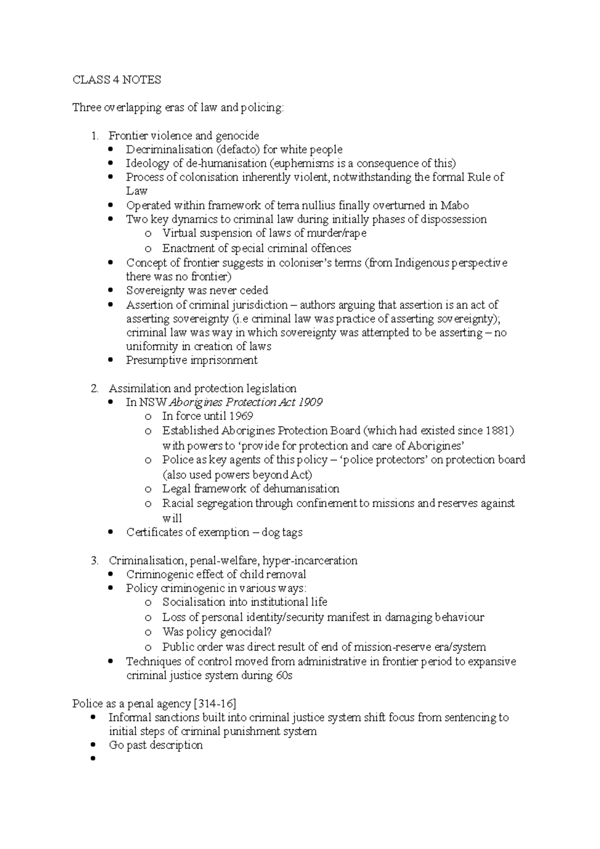 Class 4 Notes - CLASS 4 NOTES Three overlapping eras of law and ...