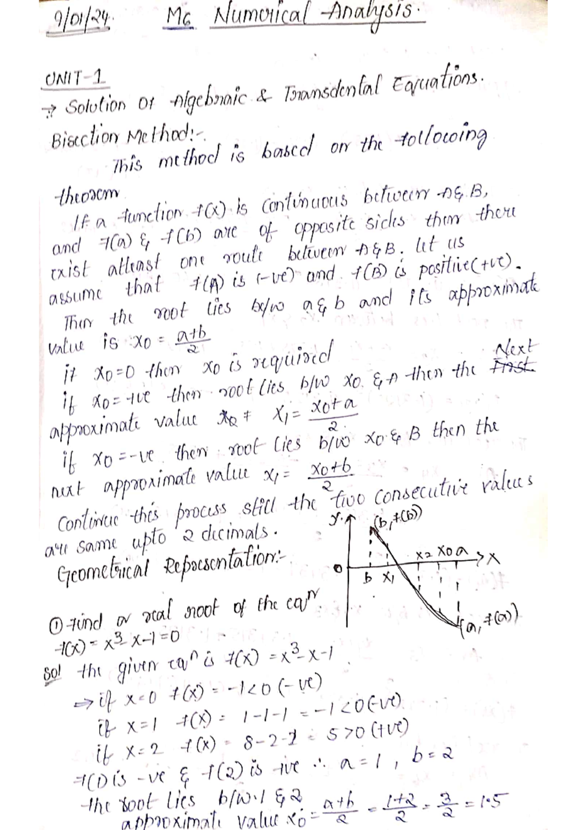 M6 UNIT 1 - Mc Numerical Analysis. solution of Algebraic Transdental ...