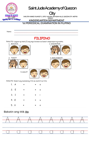 Grade 3 periodical test - ENGLISH FIRST PERIODICAL TEST Name ...