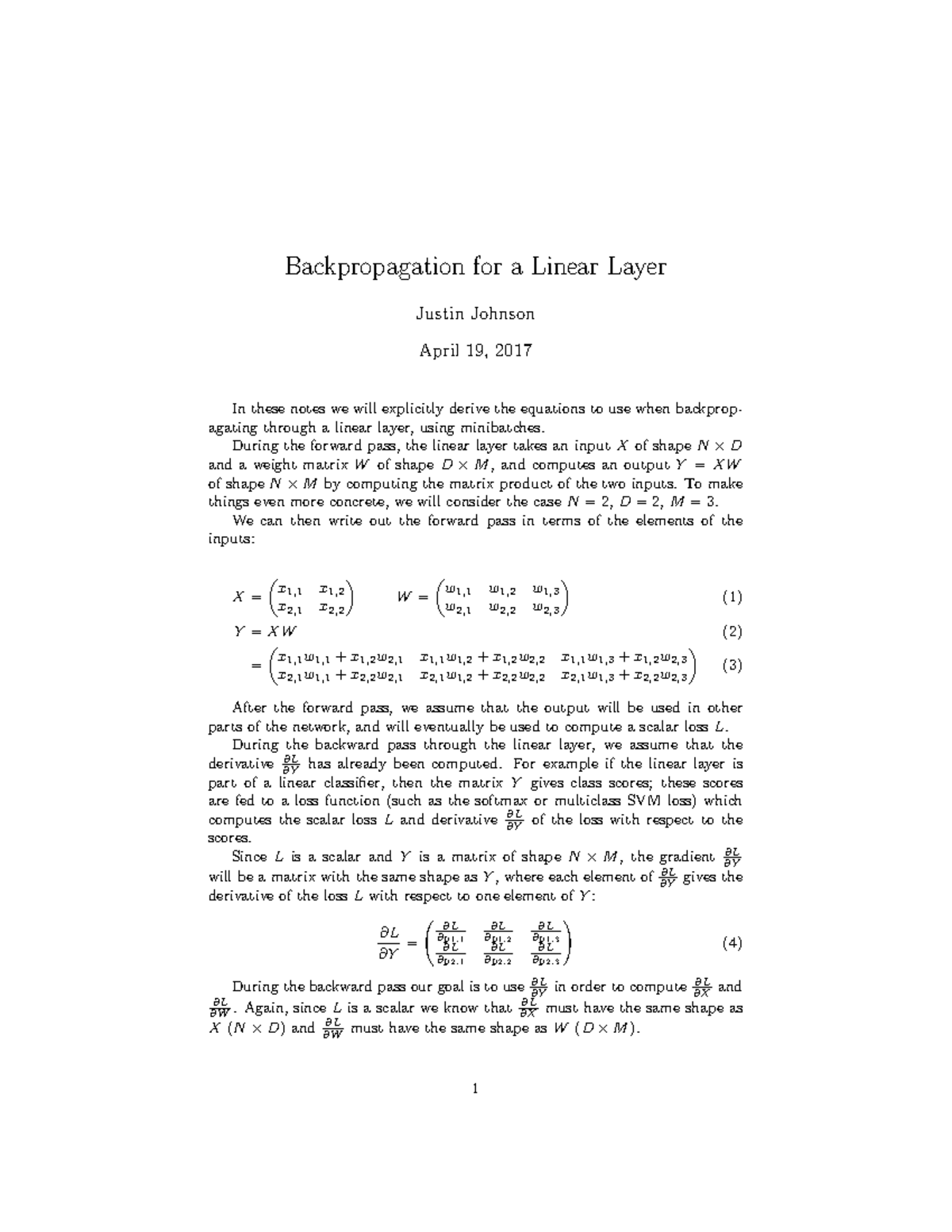 Linear-backprop - yuytftftg - Backpropagation for a Linear Layer Justin ...
