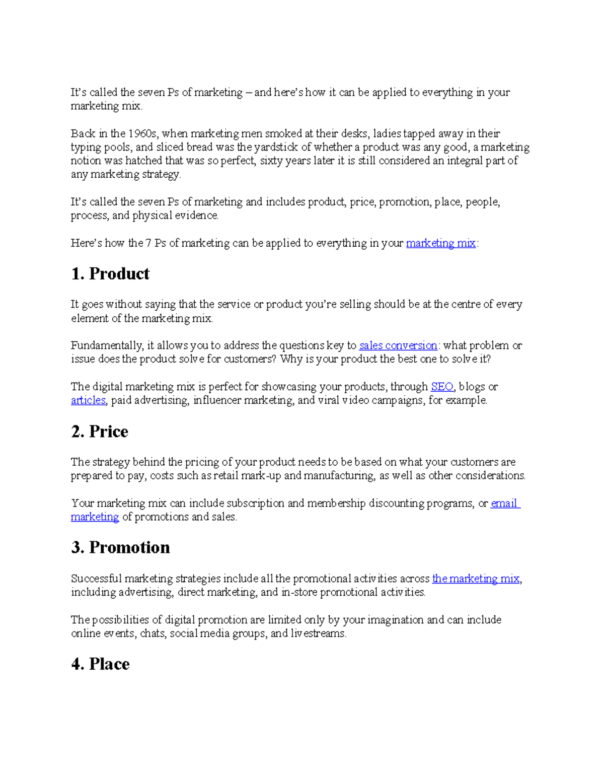 7Ps - rfstgrdtr - It’s called the seven Ps of marketing – and here’s ...