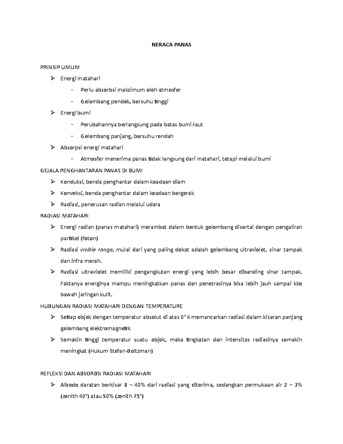 Klimatologi Laut - Neraca Panas - NERACA PANAS PRINSIP UMUM Energi ...