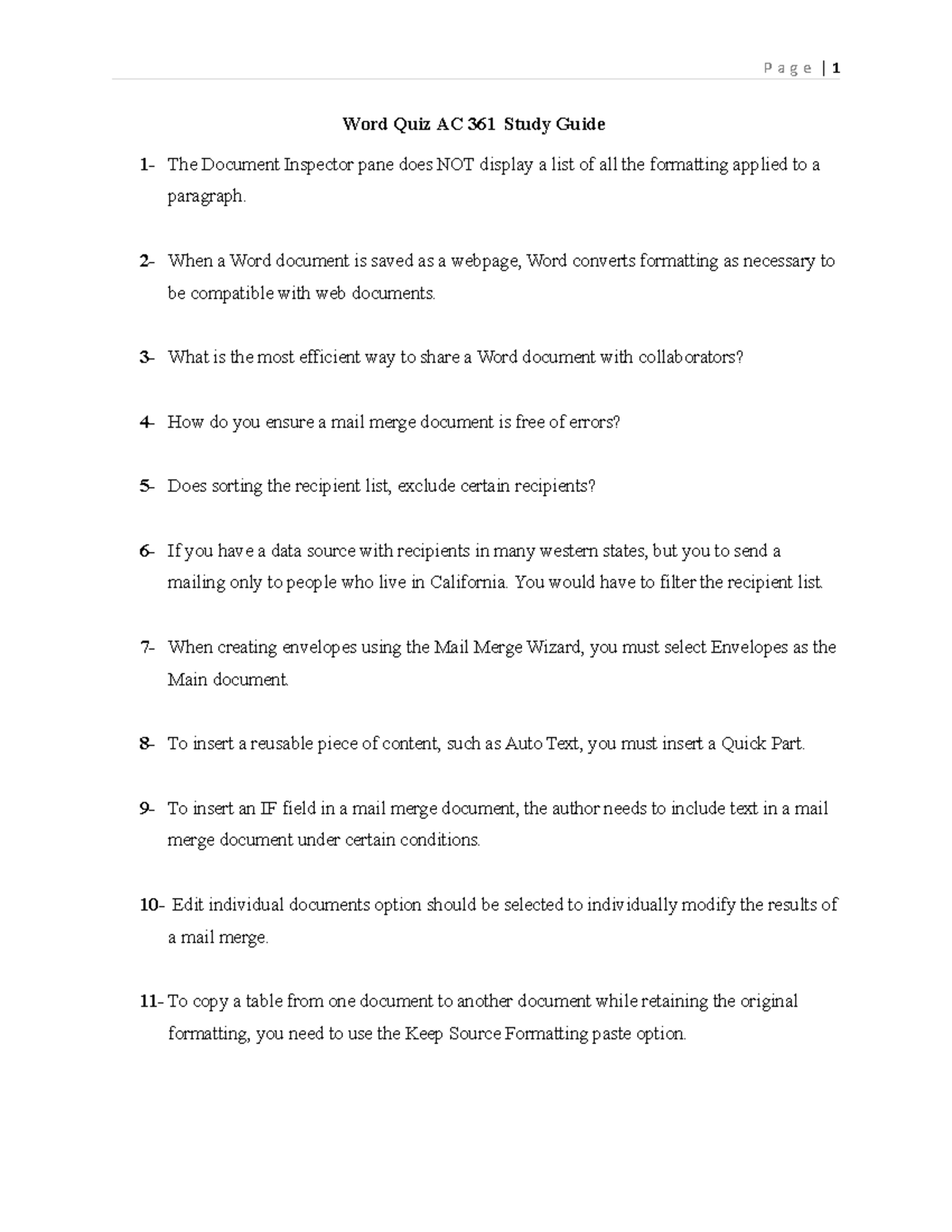 Word Quiz AC 361 Study Guide Fall 2021 - Page | 1 Word Quiz AC 361 ...