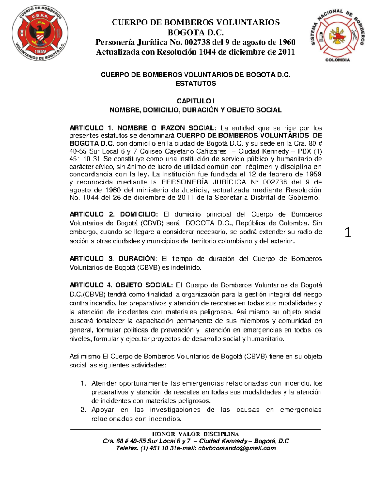 Estatutos cbvb aprobados - BOGOTA D. Personería Jurídica No. 002738 del ...