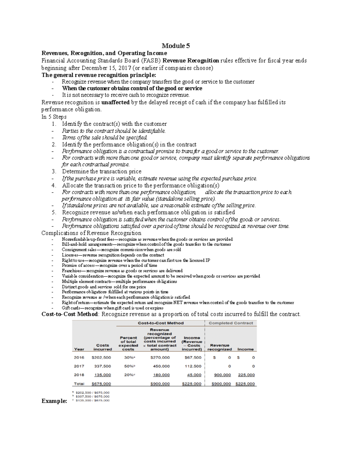 Midterm 2 - Module 5 Revenues, Recognition, and Operating Income ...