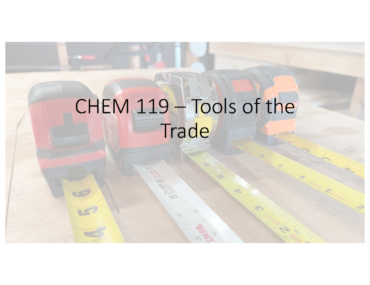 CHEM 119 Chapter 1 202331 - CHEM 119 – Tools of the Trade Scientific ...