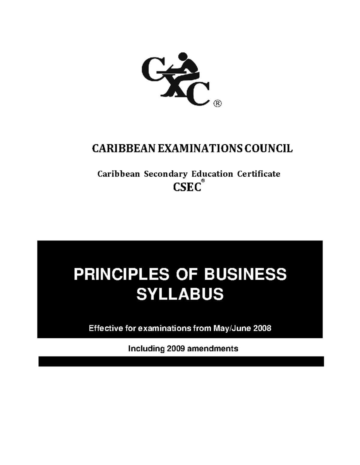 CSEC Principles of Business - CARIBBEAN EXAMINATIONS COUNCIL Caribbean ...