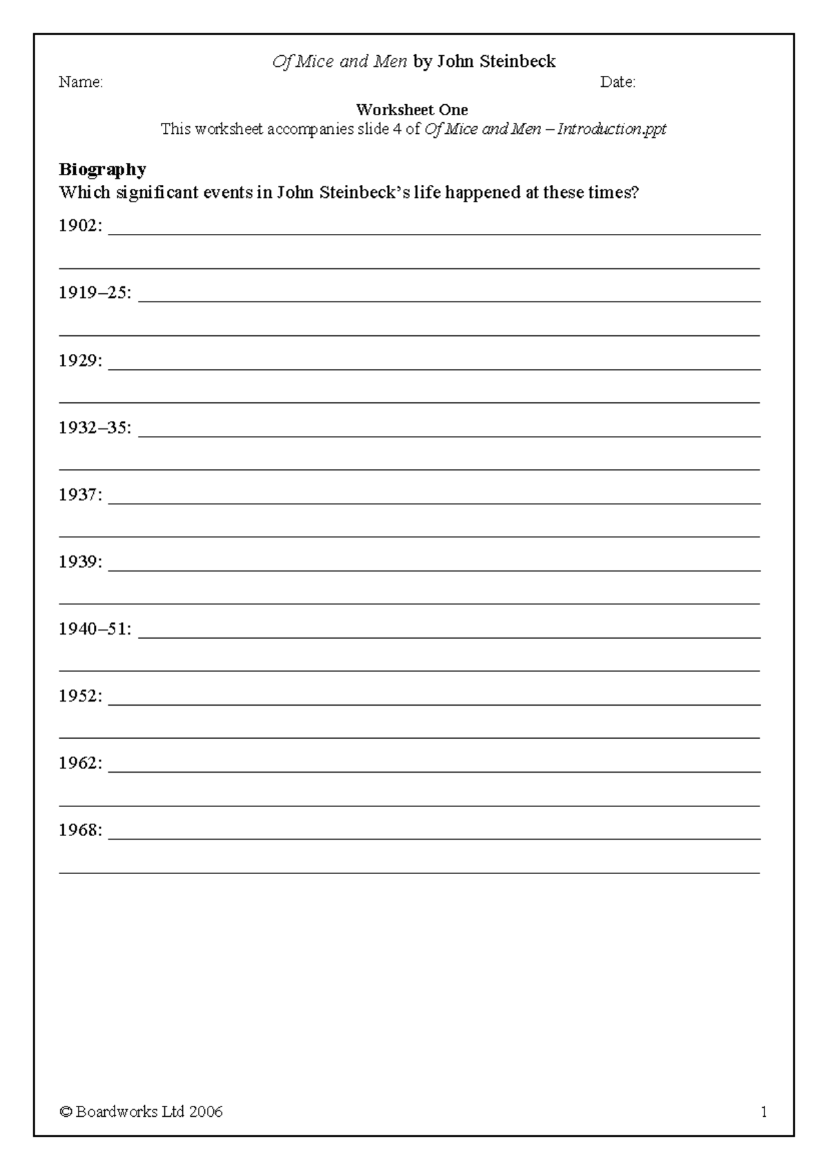 Omam-worksheets - Name: Date: Worksheet One This worksheet accompanies ...