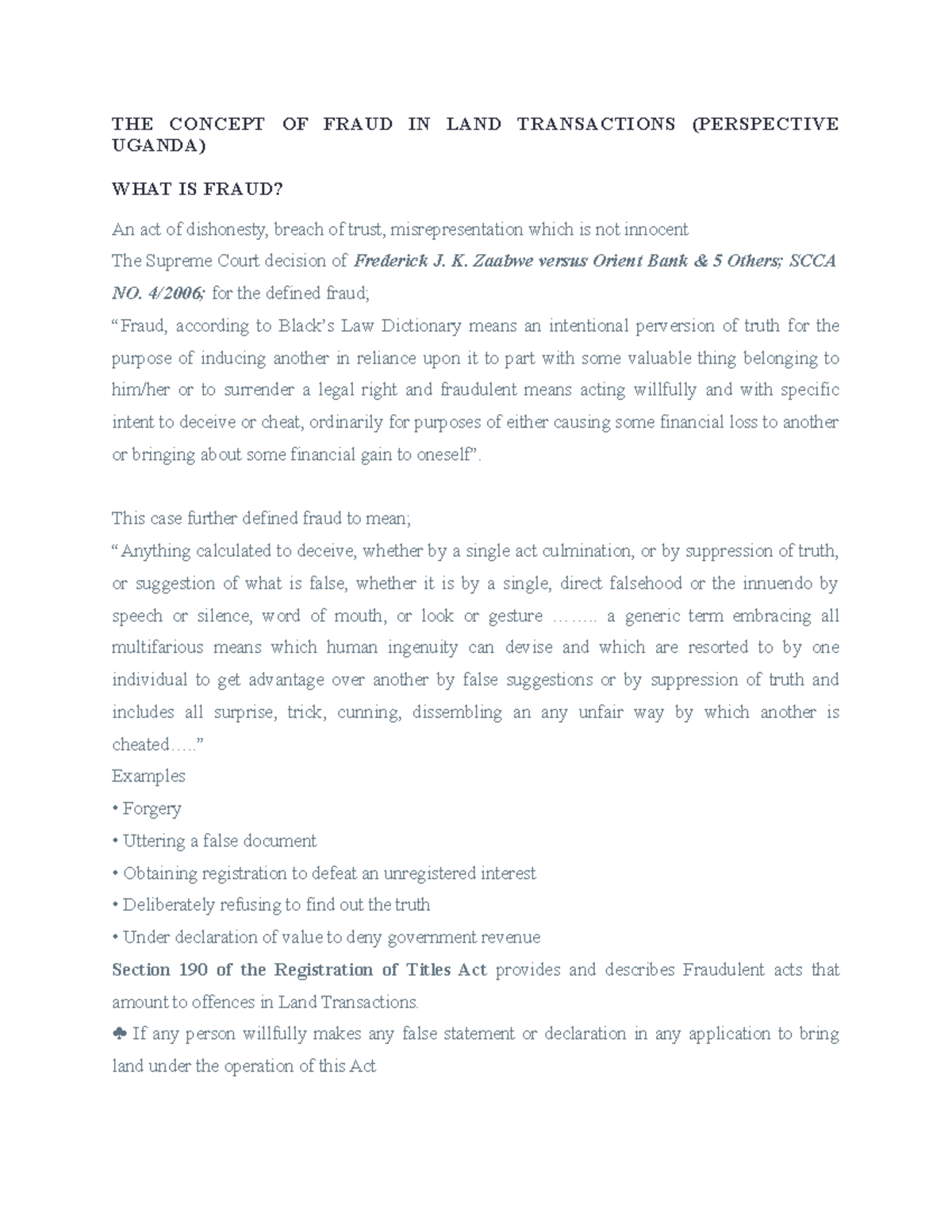 THE Concept OF Fraud IN LAND Transactions - THE CONCEPT OF FRAUD IN ...